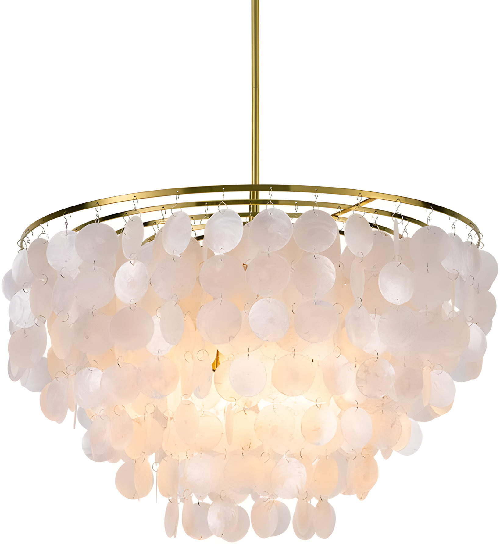 Everly Quinn 6-Light Gold Capiz Shell Chandelier, 23.62" Round Layered ...