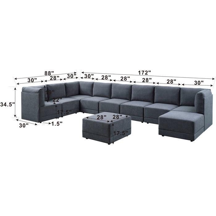 Wade Logan® Towles 10 - Piece Upholstered Sectional & Reviews | Wayfair