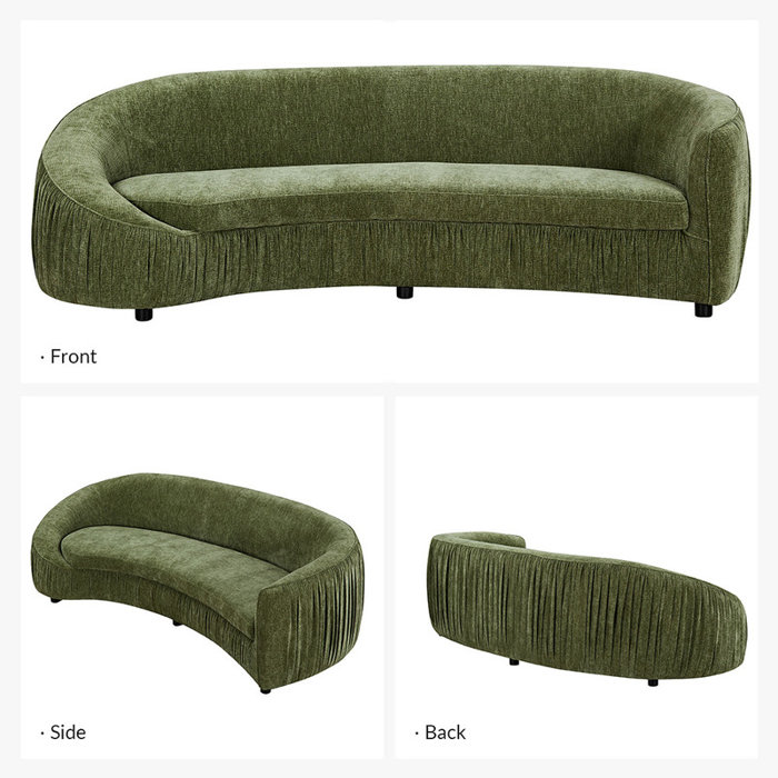 Latitude Run® 92" Mid Century Modern Curved Living Room Sofa, 4-Seat ...