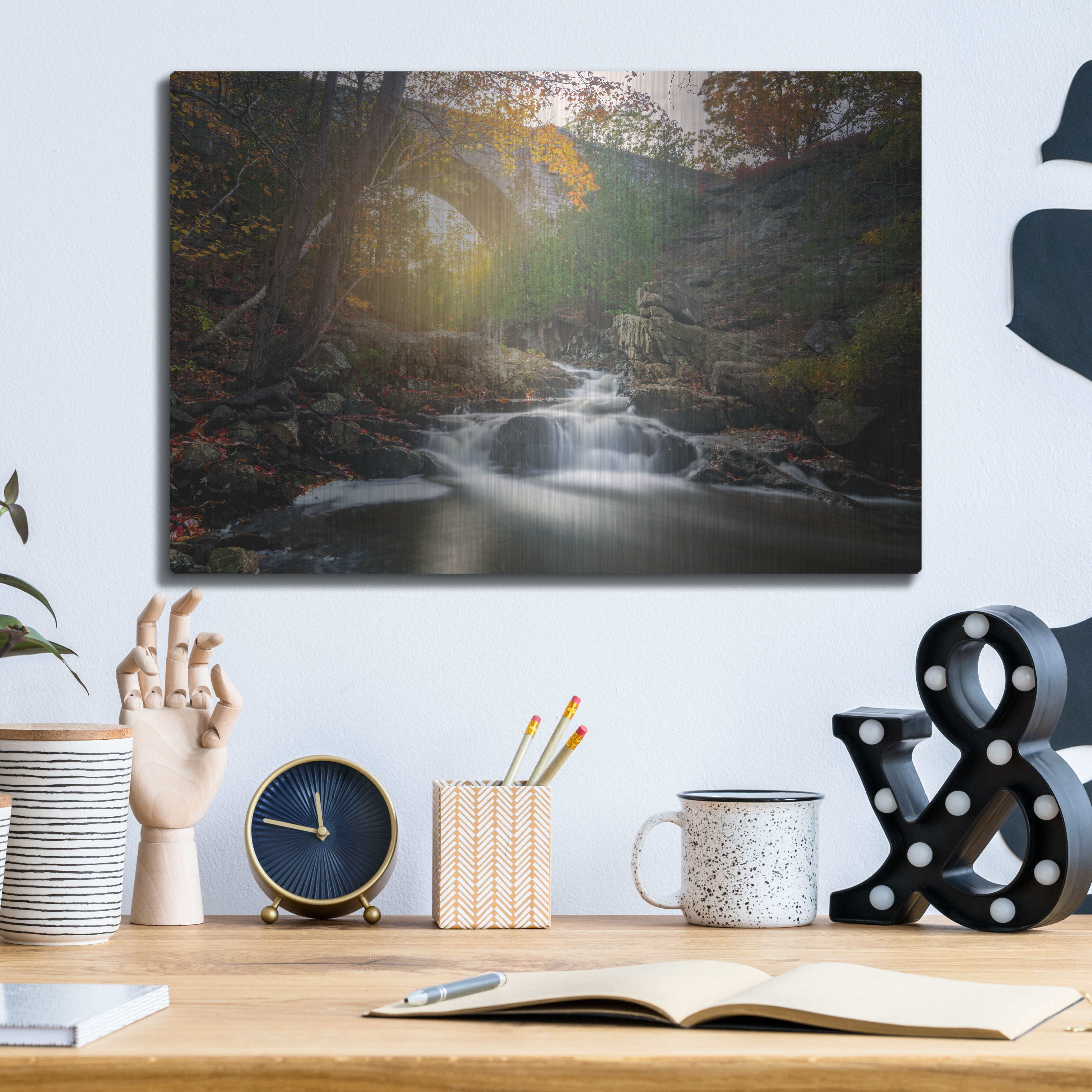 Millwood Pines Autumn At Duck Brook Bridge' by Rick Berk Metal Wall Art | Wayfair