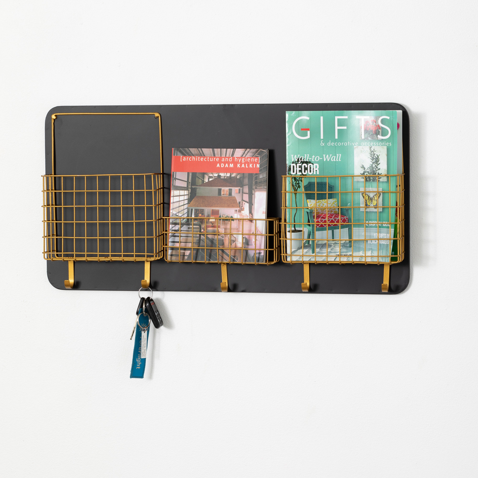 Clover Lane Home Office and School Mesh Wall Organizer With Key Hooks ...