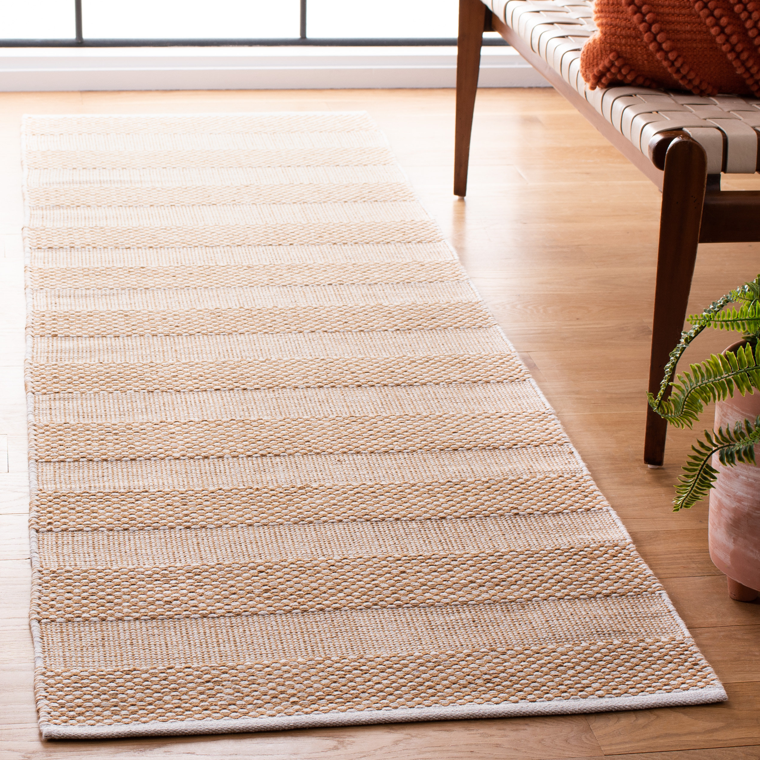 Breakwater Bay Striped Kilim Flat Weave Cotton Striped Rug | Wayfair