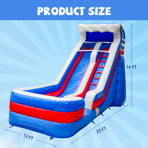 GOOSH 16' x 25' White Concise Commercial Grade Water Slide with Splash ...