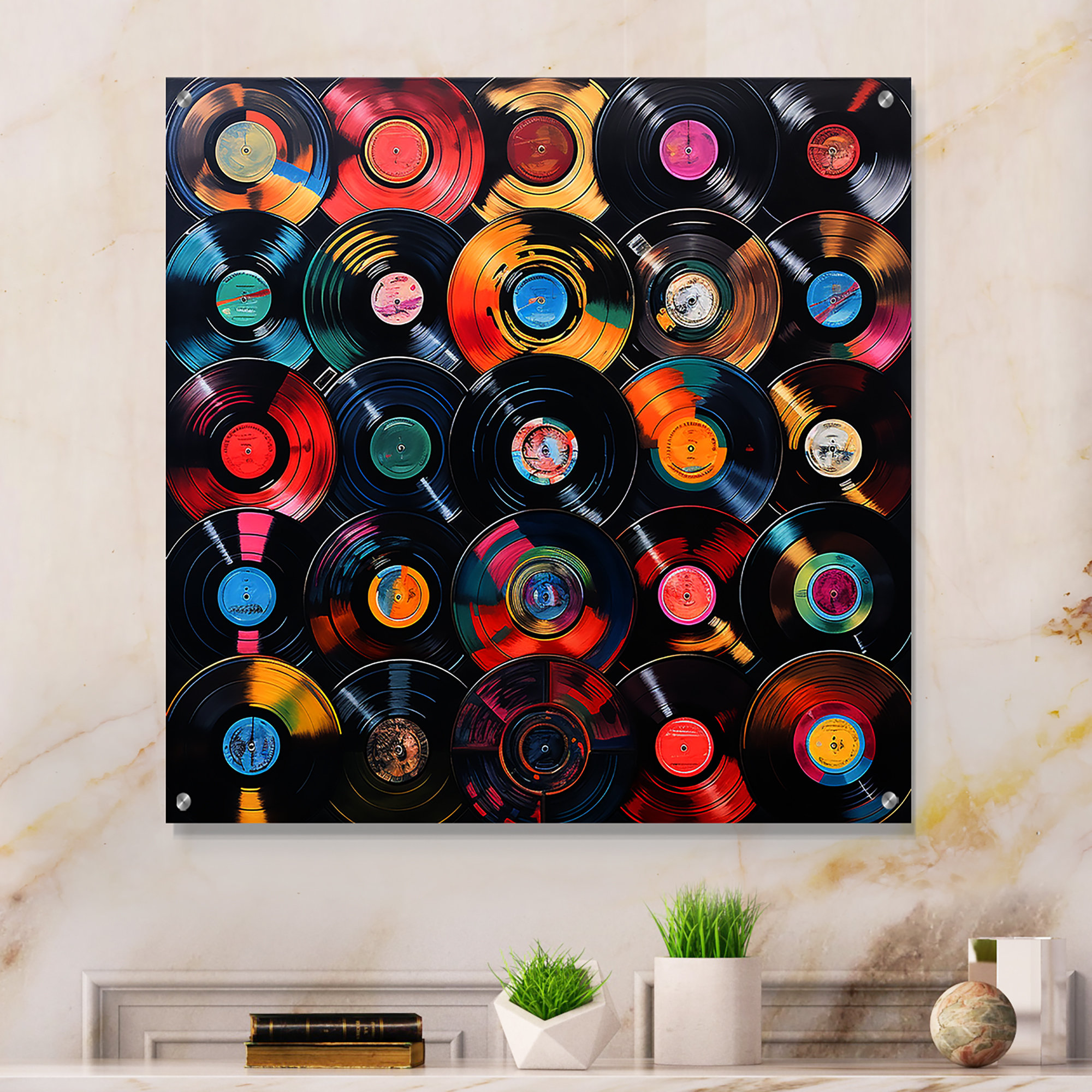 Design Art Colorful Vinyl Records Melodies III - Vinyl Records Acrylic ...