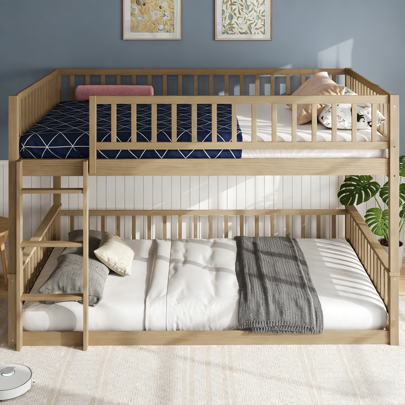 Harriet Bee Queen over Queen Bunk Bed with Ladder & Guardrails | Wayfair