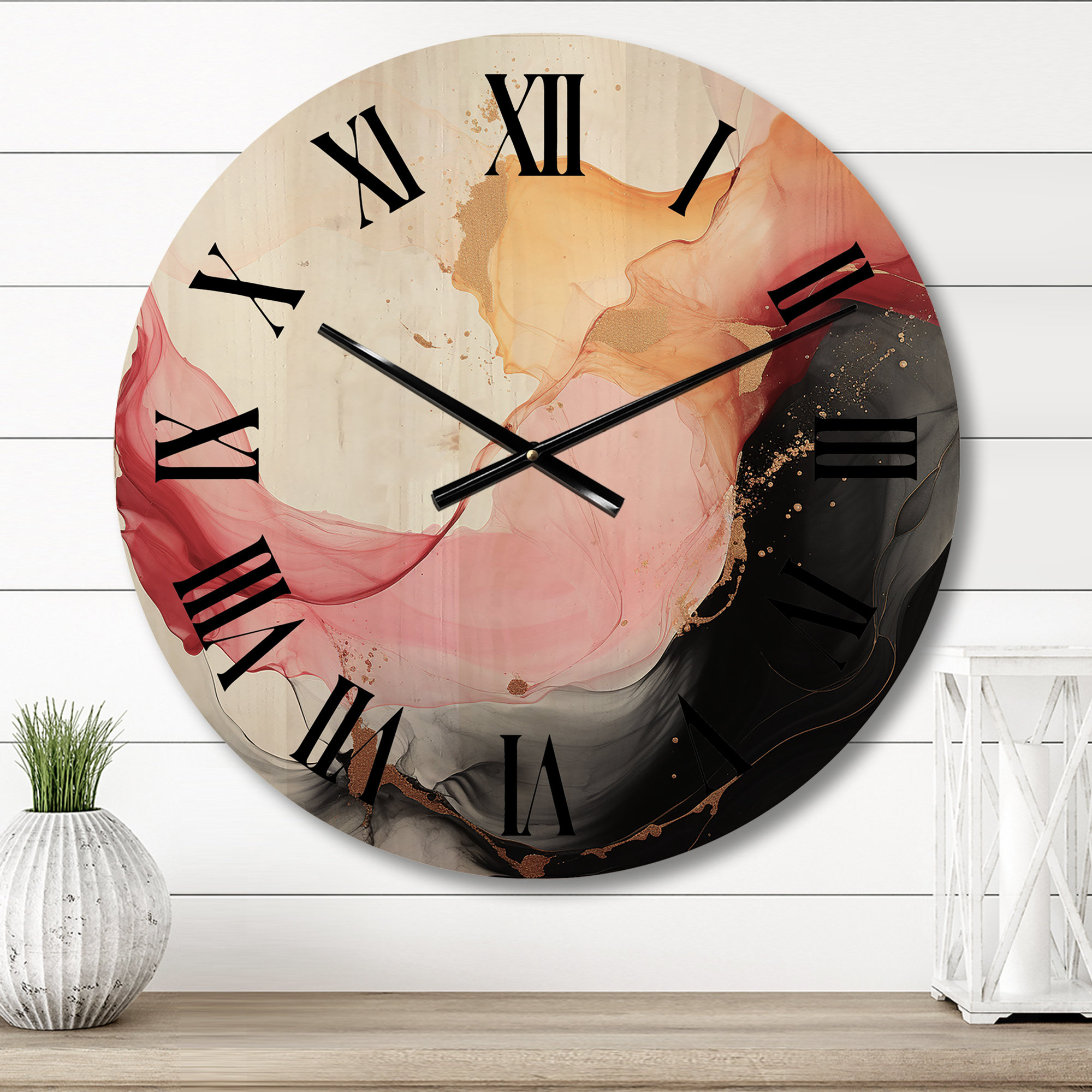 East Urban Home Wild Promises Abstract Gold Wave Pink and Black I ...