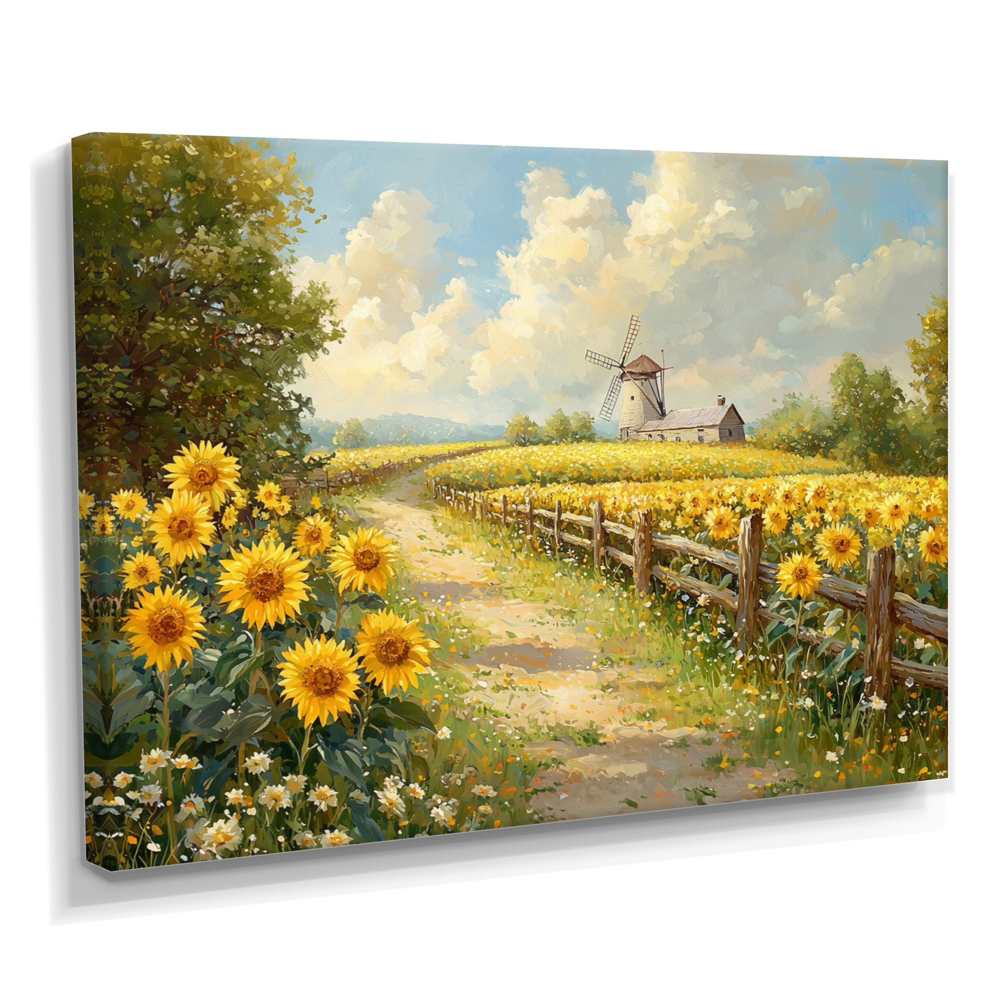 August Grove® Summer Sunflowers Near The Windmill II - Sunflowers Wall ...