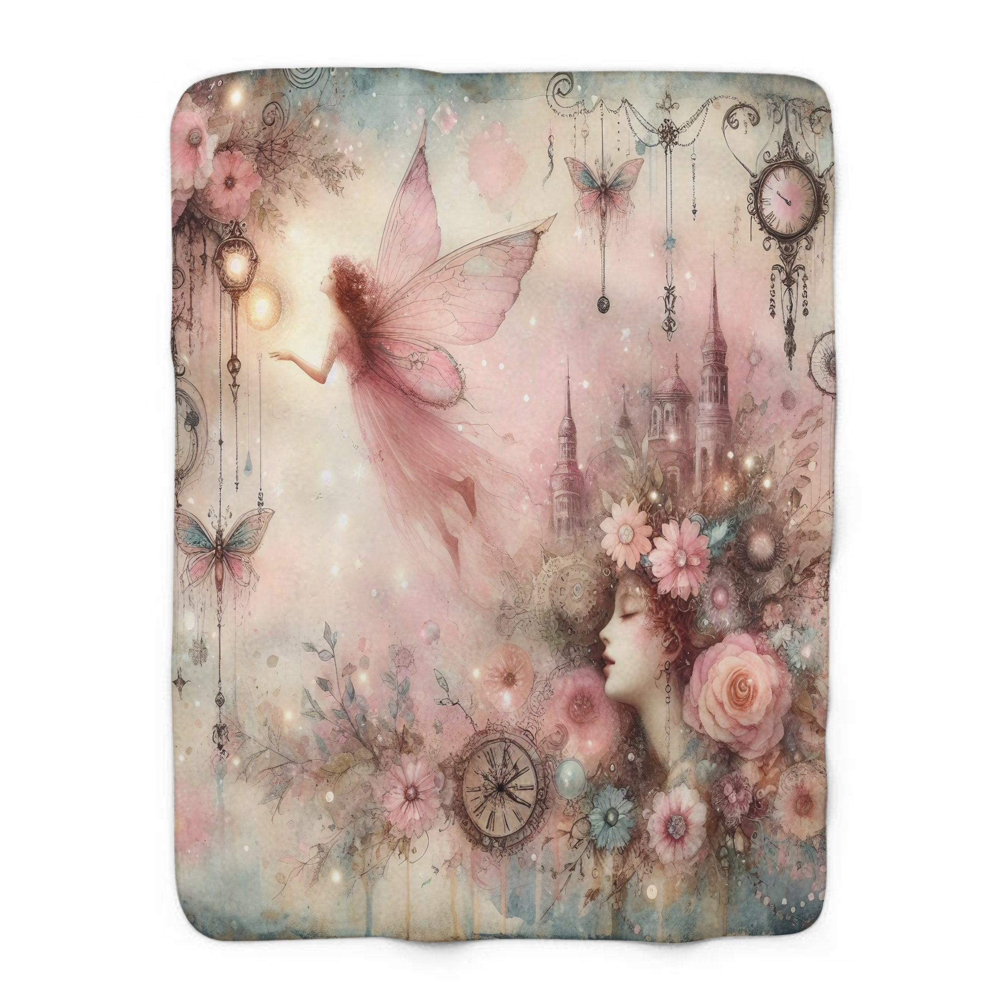 MentionedYou Pixie Dust Diary - 1 Piece Premium Sherpa Blanket - Luxurious Art Print Design ...