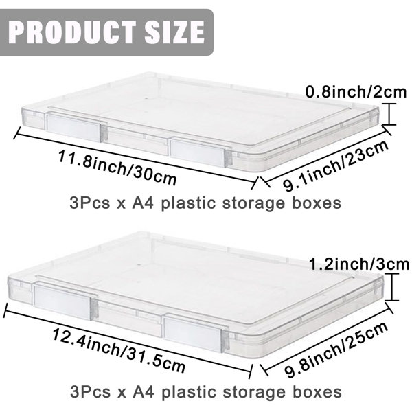 wanmo 6 Pcs Clear A4 File Portable Project Case, Plastic Storage Box ...