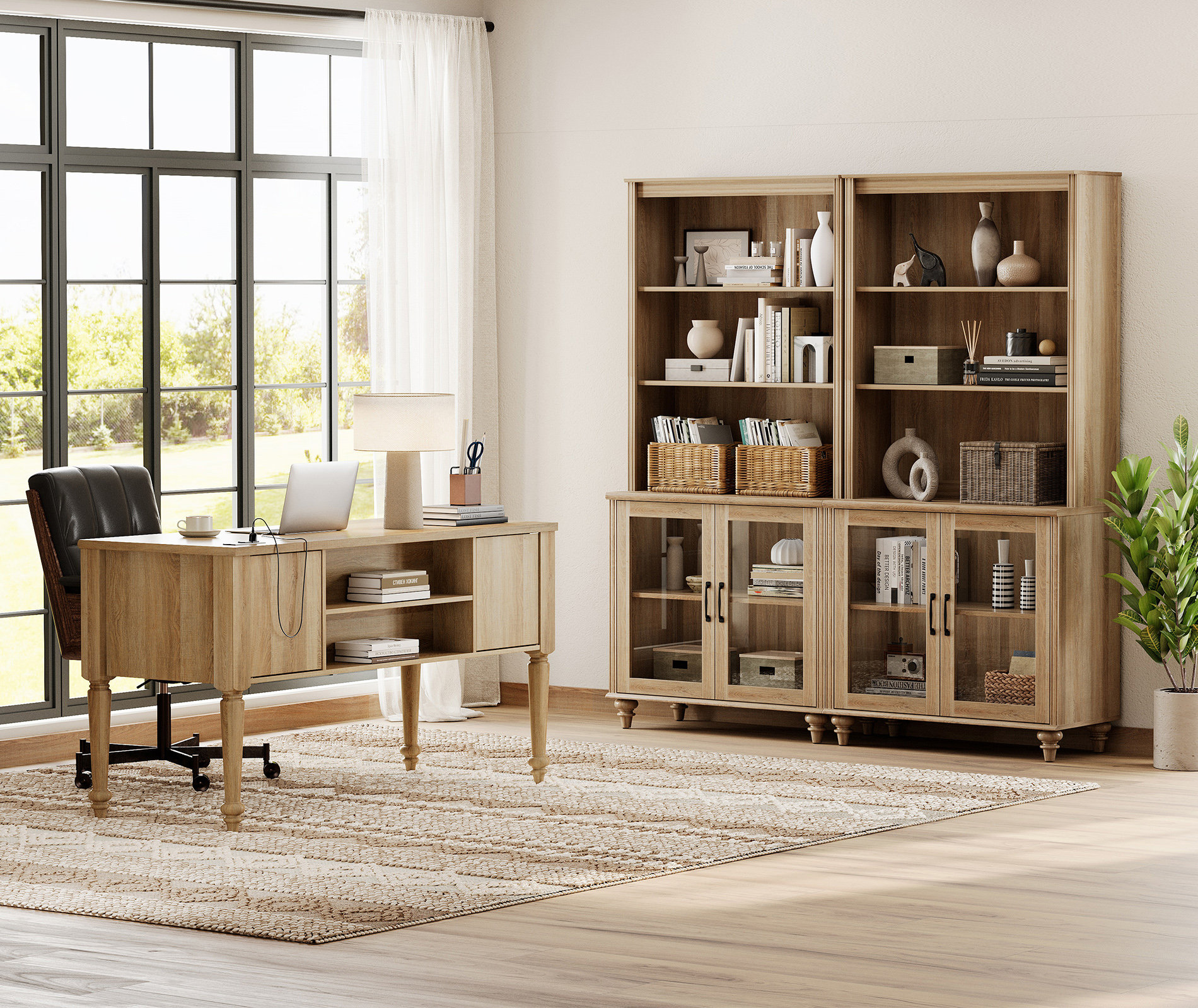 Red Barrel Studio 2 Piece Office Set, 56" Executive Desk & Set Of 2 ...