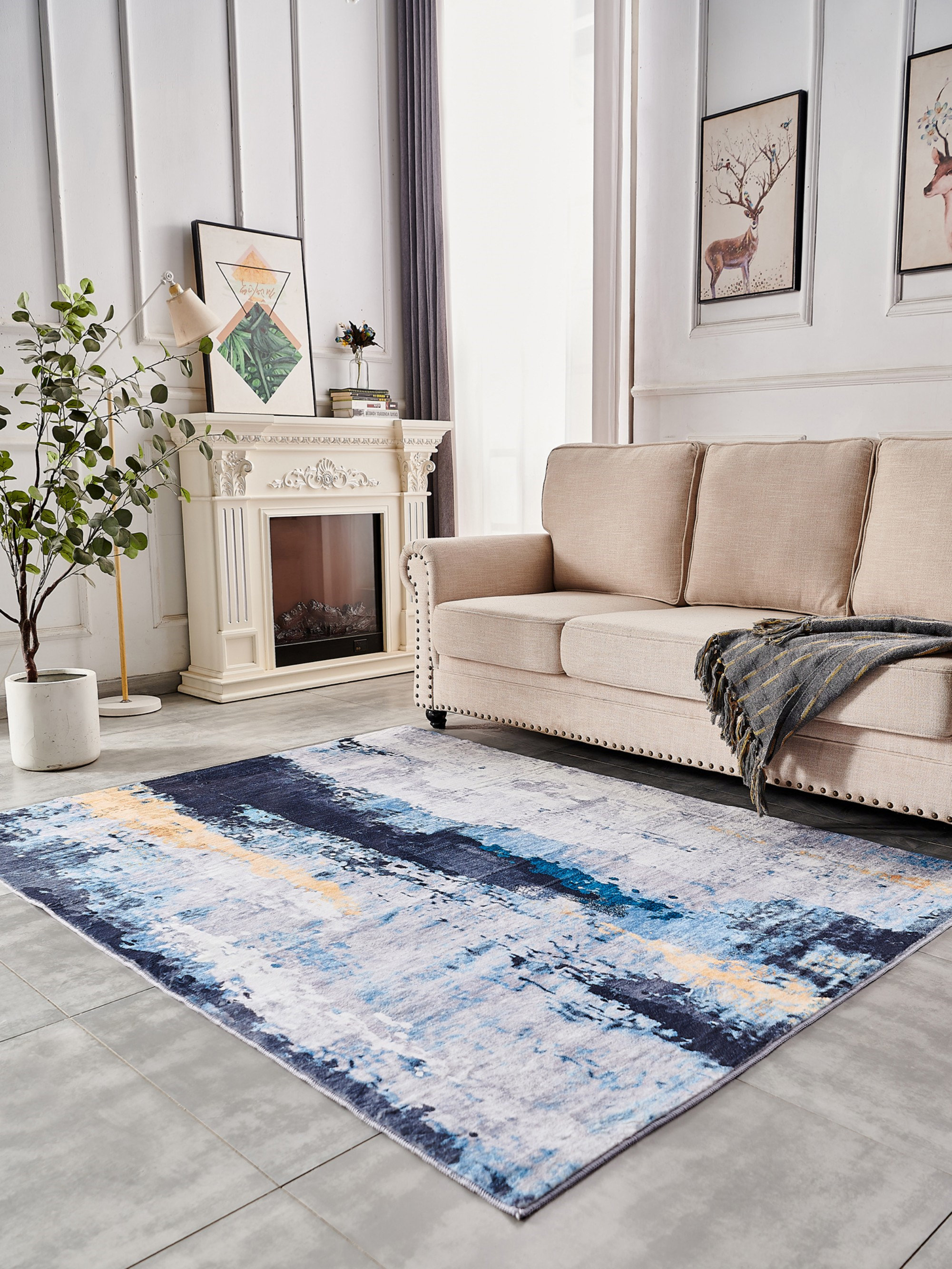 17 Stories Abstract Design Area Rug, Machine Washable Super Soft Area ...