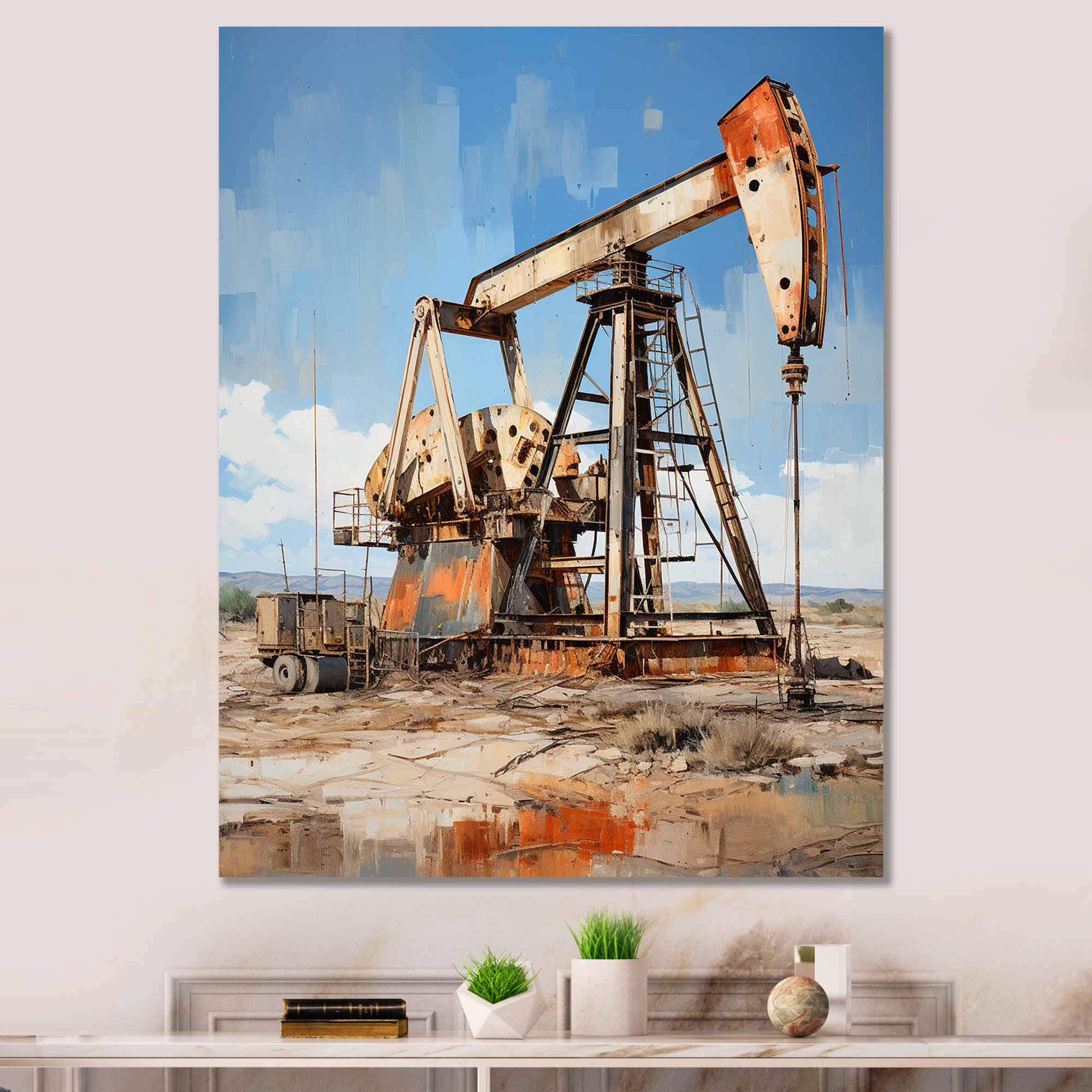 Latitude Run® Kuddusi Gold Oil Rigs Fields In Texas I Framed On Canvas ...