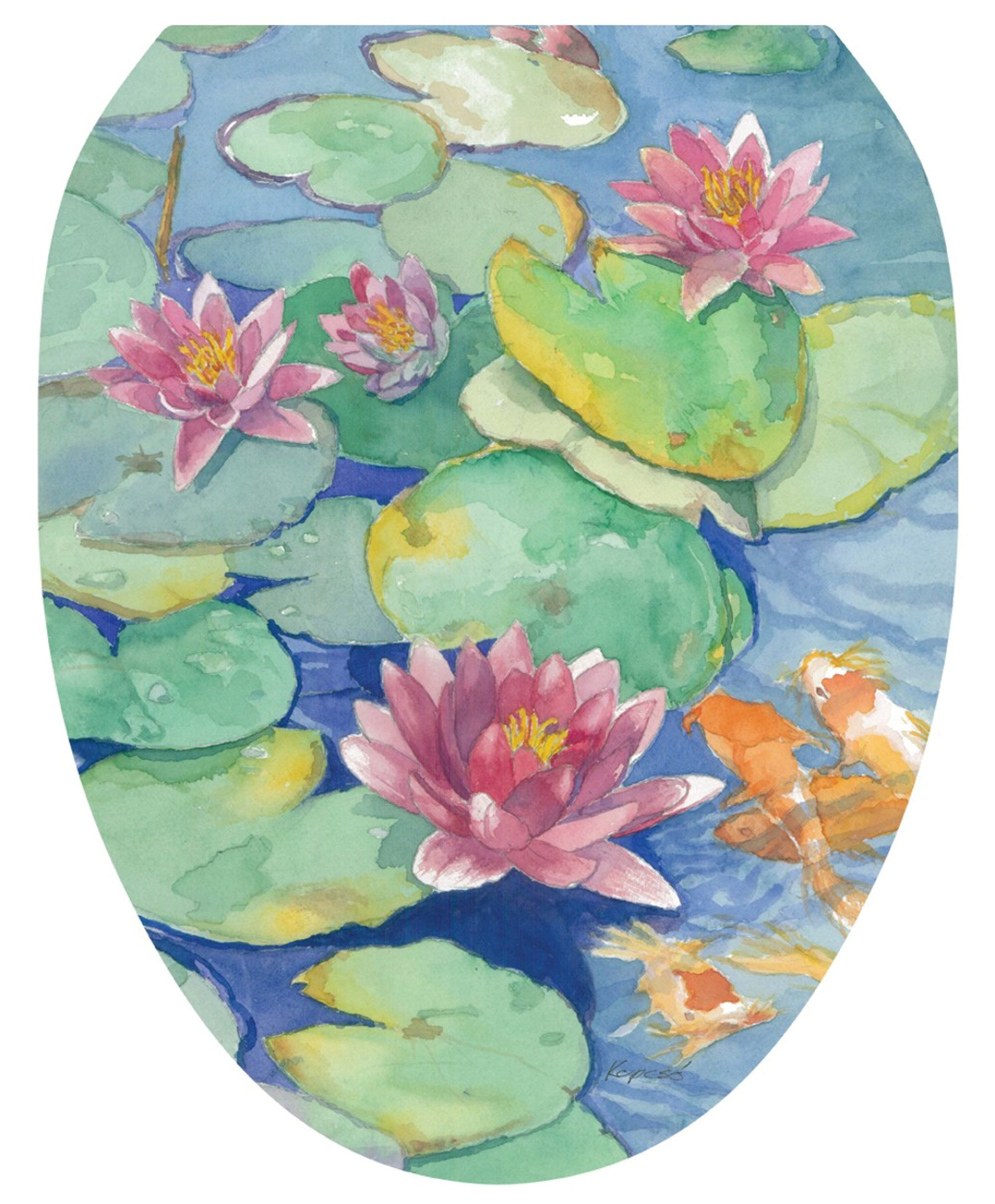 Toilet Tattoos Themes Lily Pad Toilet Seat Decal – Reusable Static ...