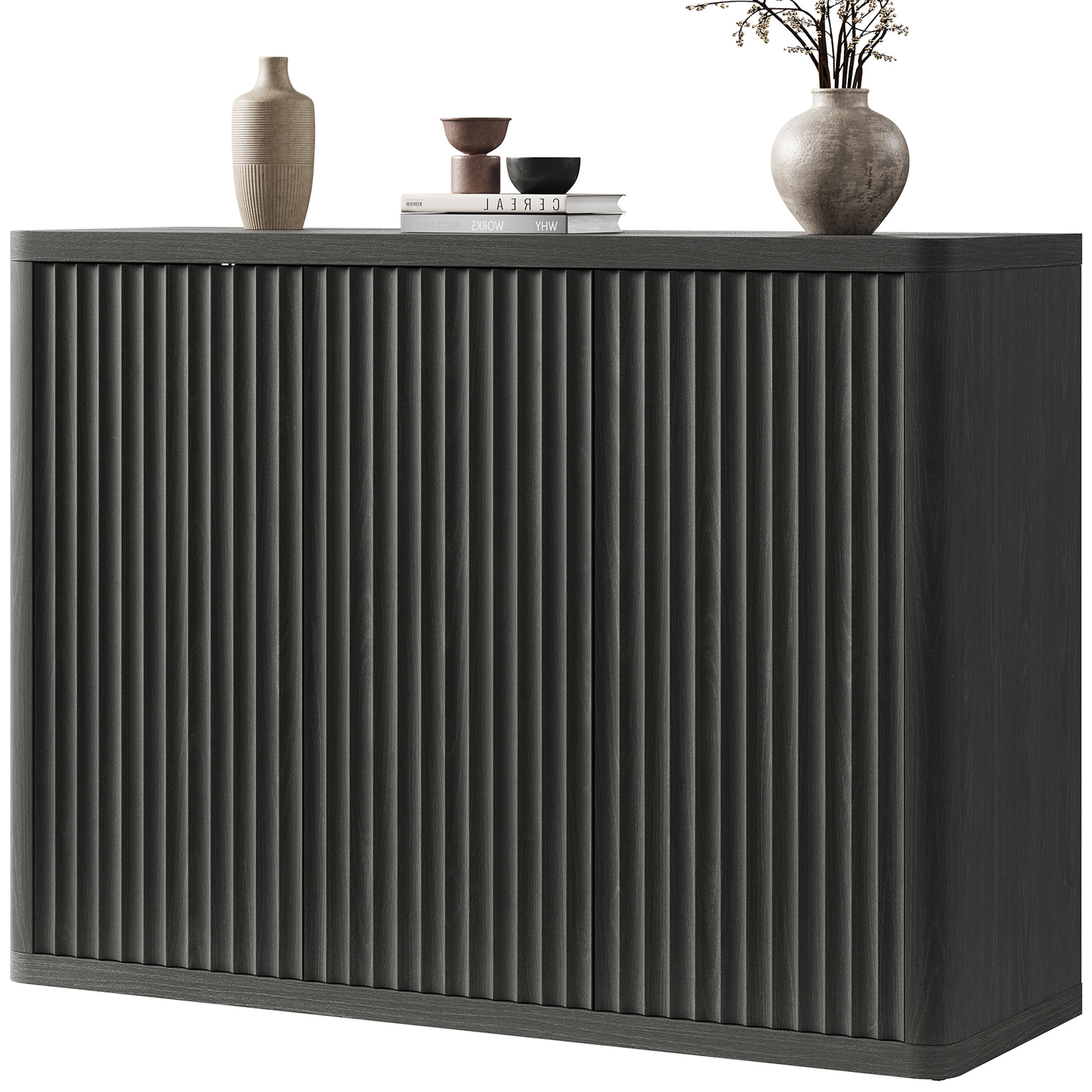 Latitude Run® Cesiro 46.65'' W Sideboard With 3 Fluted Doors And Adjustable Shelves & Reviews ...
