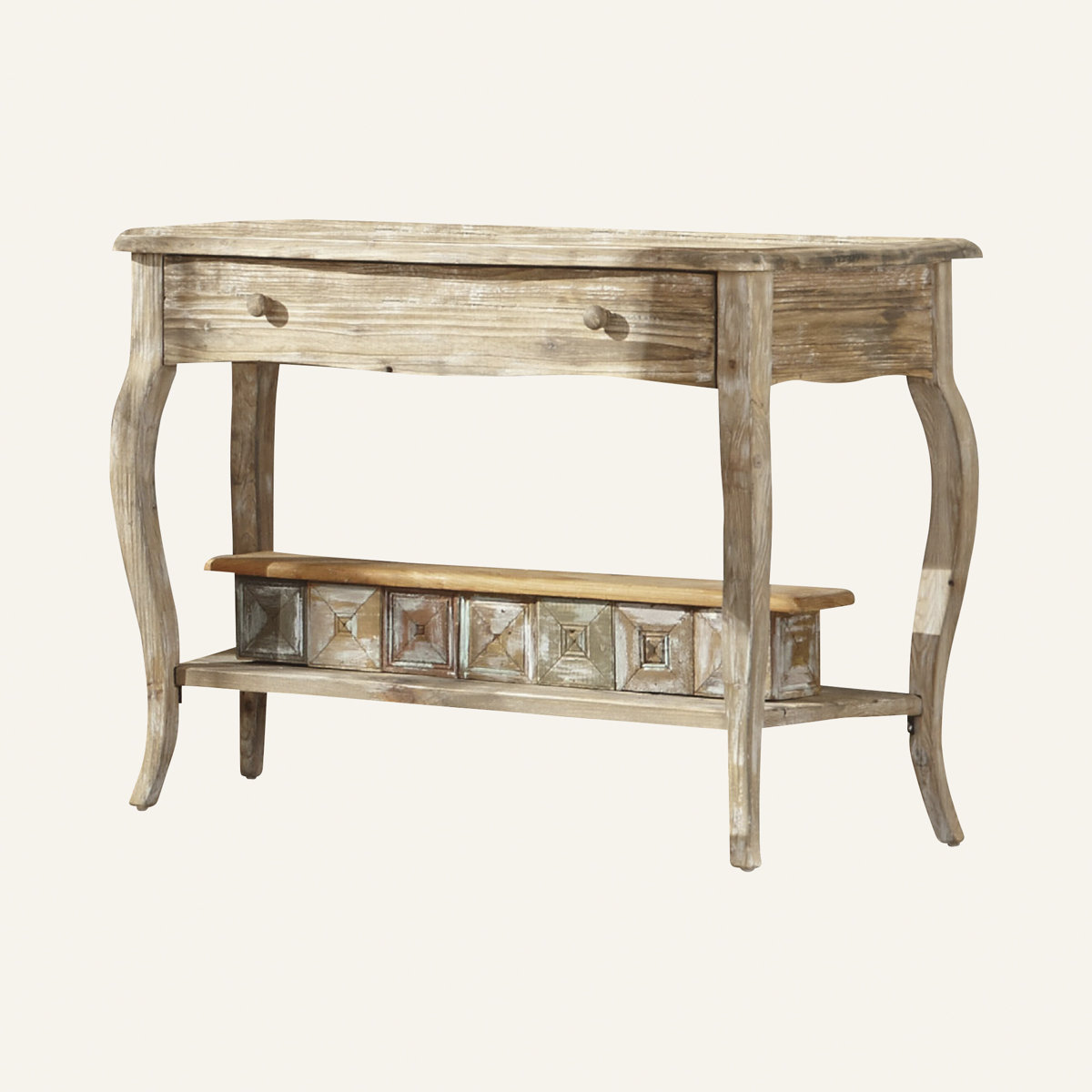 Kelly Clarkson Home Francoise 42" Wide Rustic Industrial Antique Wooden ...