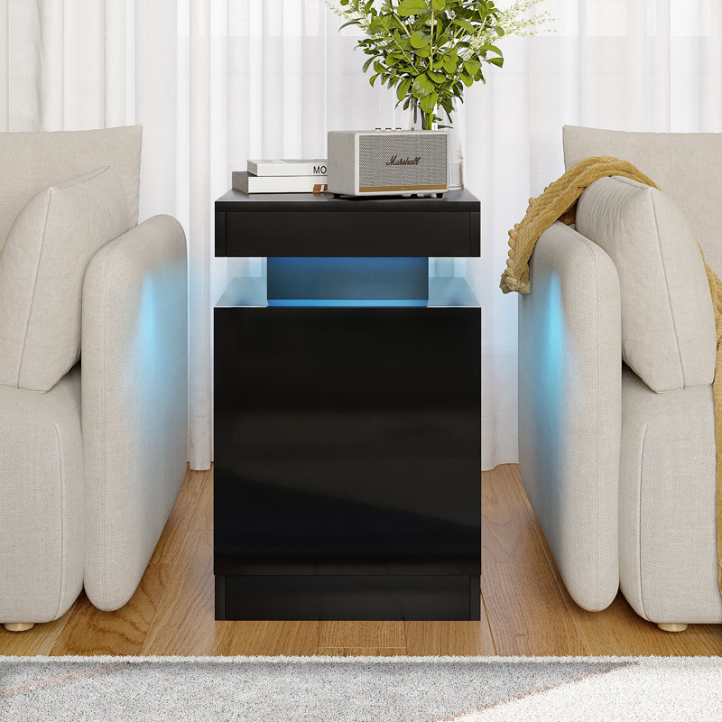 Wrought Studio™ Nightstands with LED Light (Set of 2), Modern Side ...