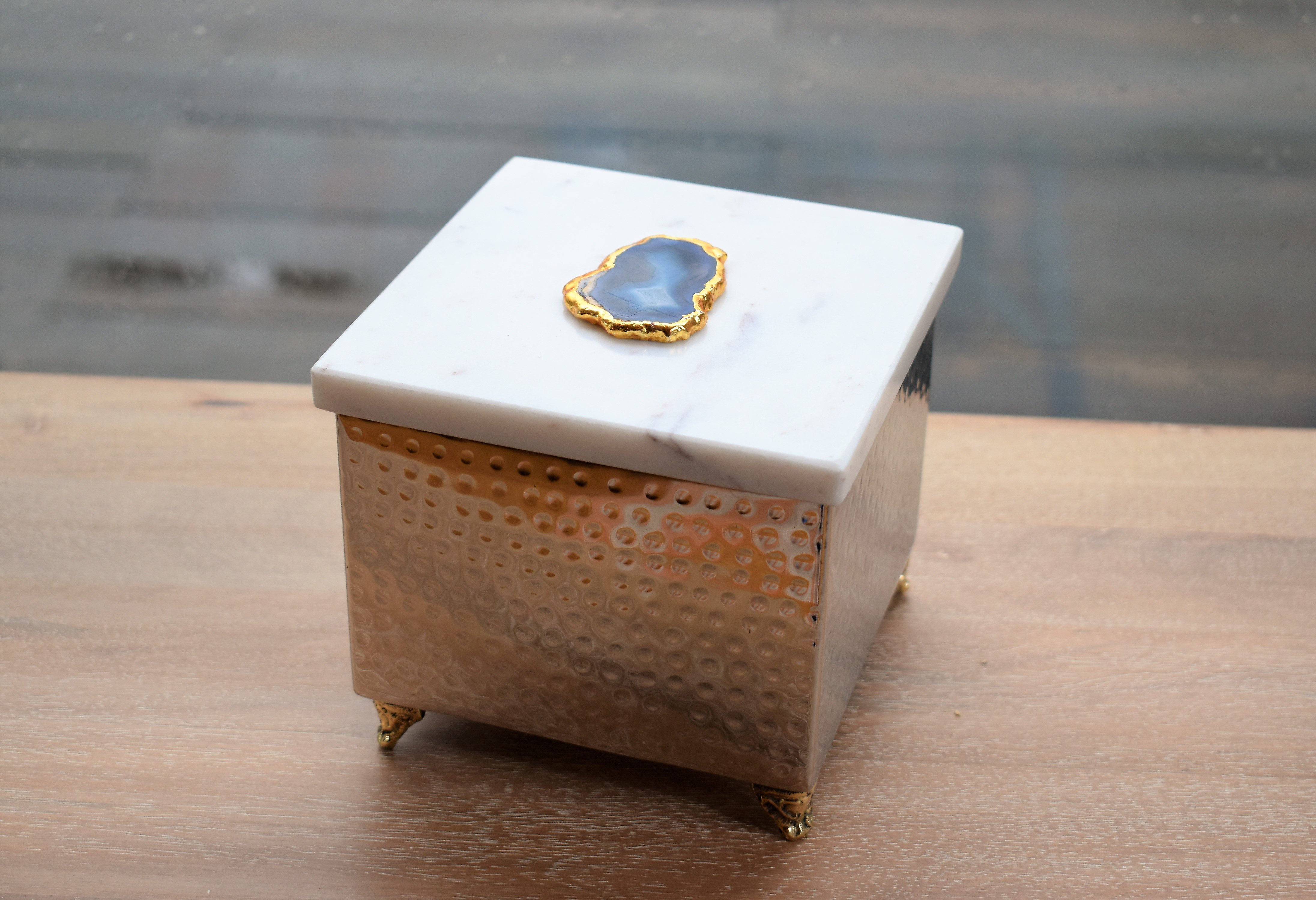 Everly Quinn Hammered Steel Jewelry Box | Wayfair