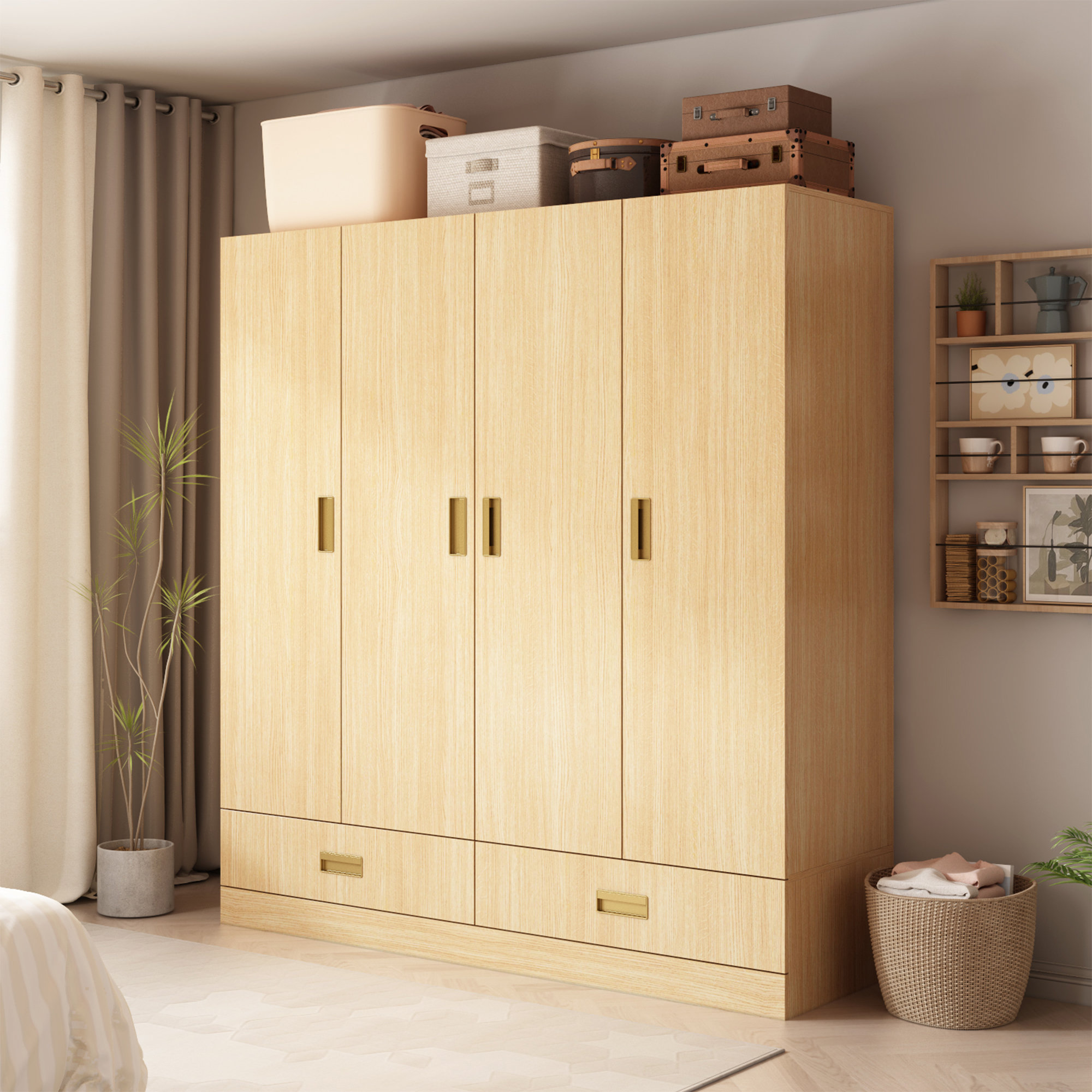 Ebern Designs 4-Door 2-Drawer Wardrobe With Strong Storage - Wayfair Canada