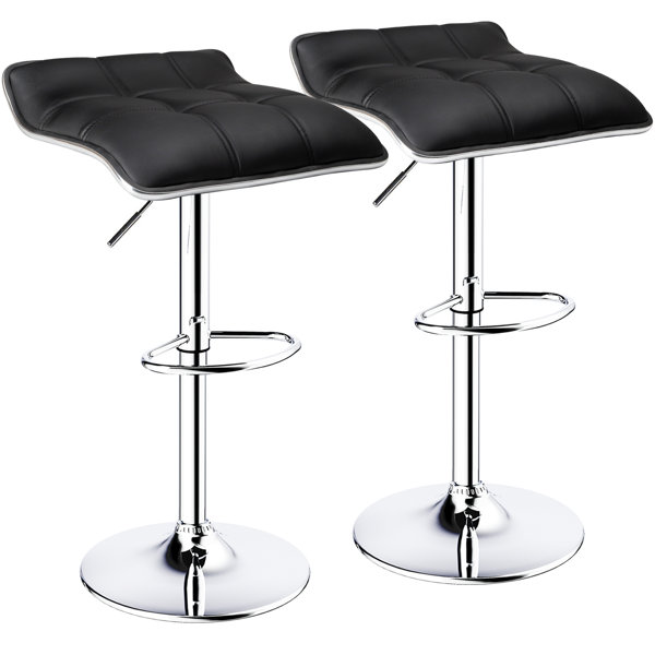 Orren Ellis Adjustable Spin Bar Stool with Solid Wave Seat & Reviews ...