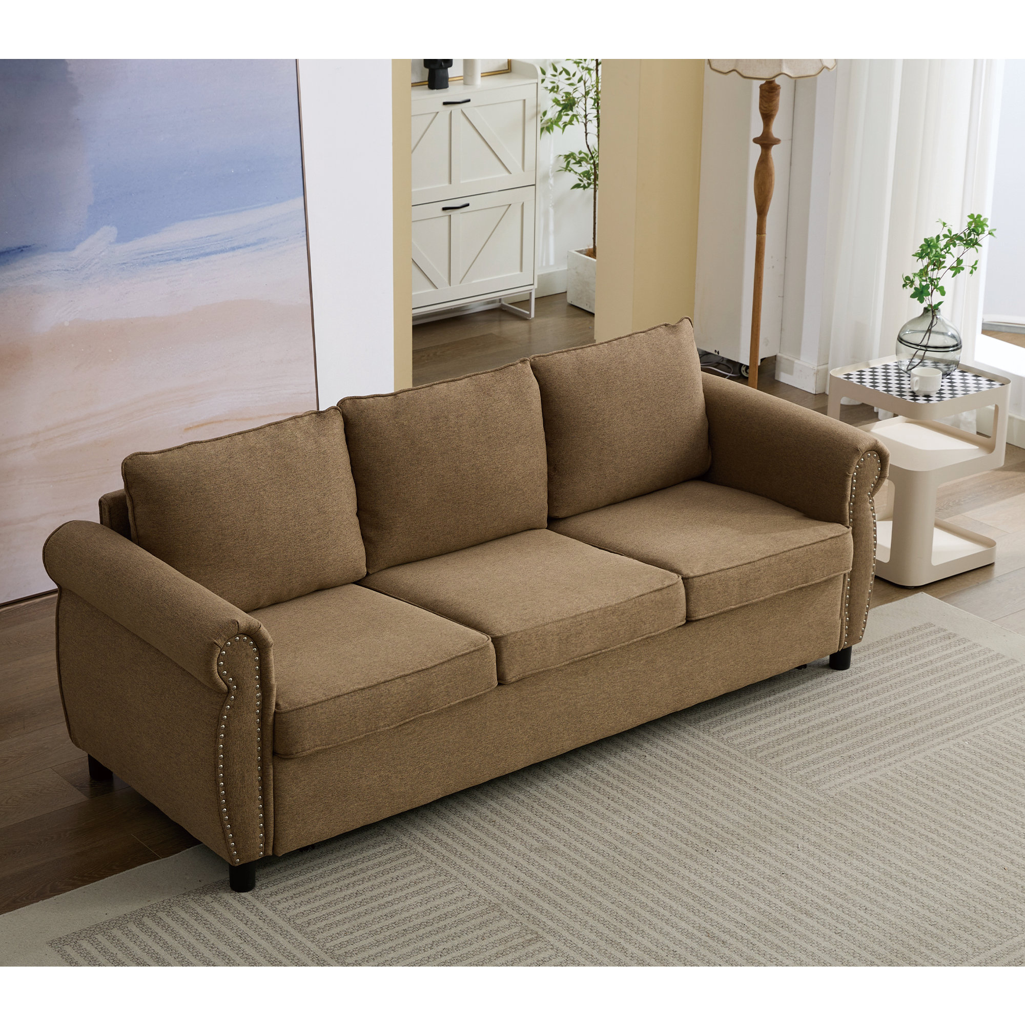 Canora Grey 2 In 1 Queen Convertible Sleeper Sofa Bed With Memory Foam ...