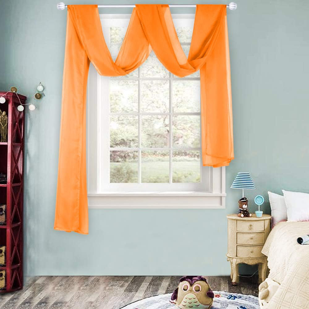Tobran Sheer Window Scarf Valance for Girls Room Soft Voile Curtain ...
