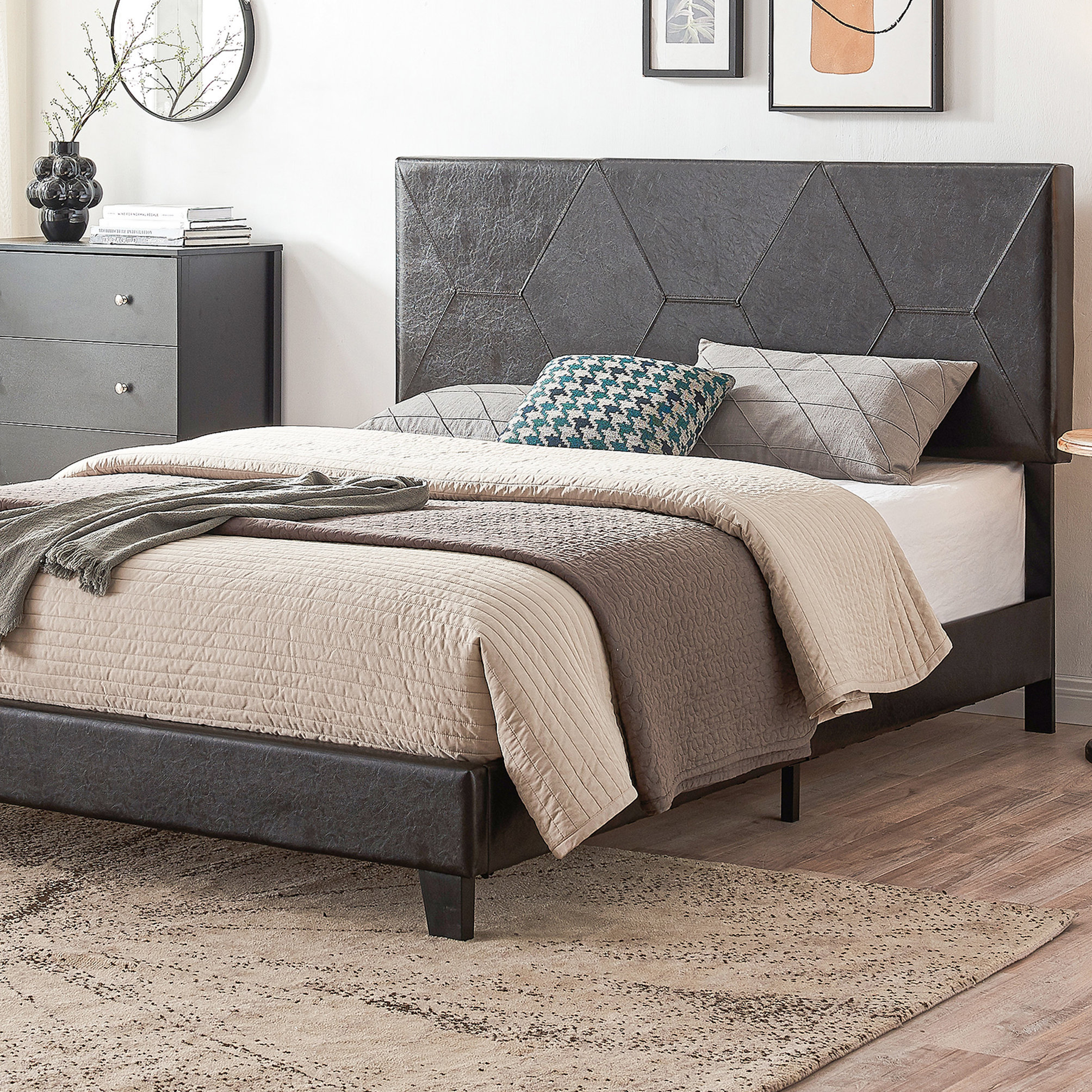 Ebern Designs Upholstered Platform Bed Frame ,Wood Slat Support | Wayfair