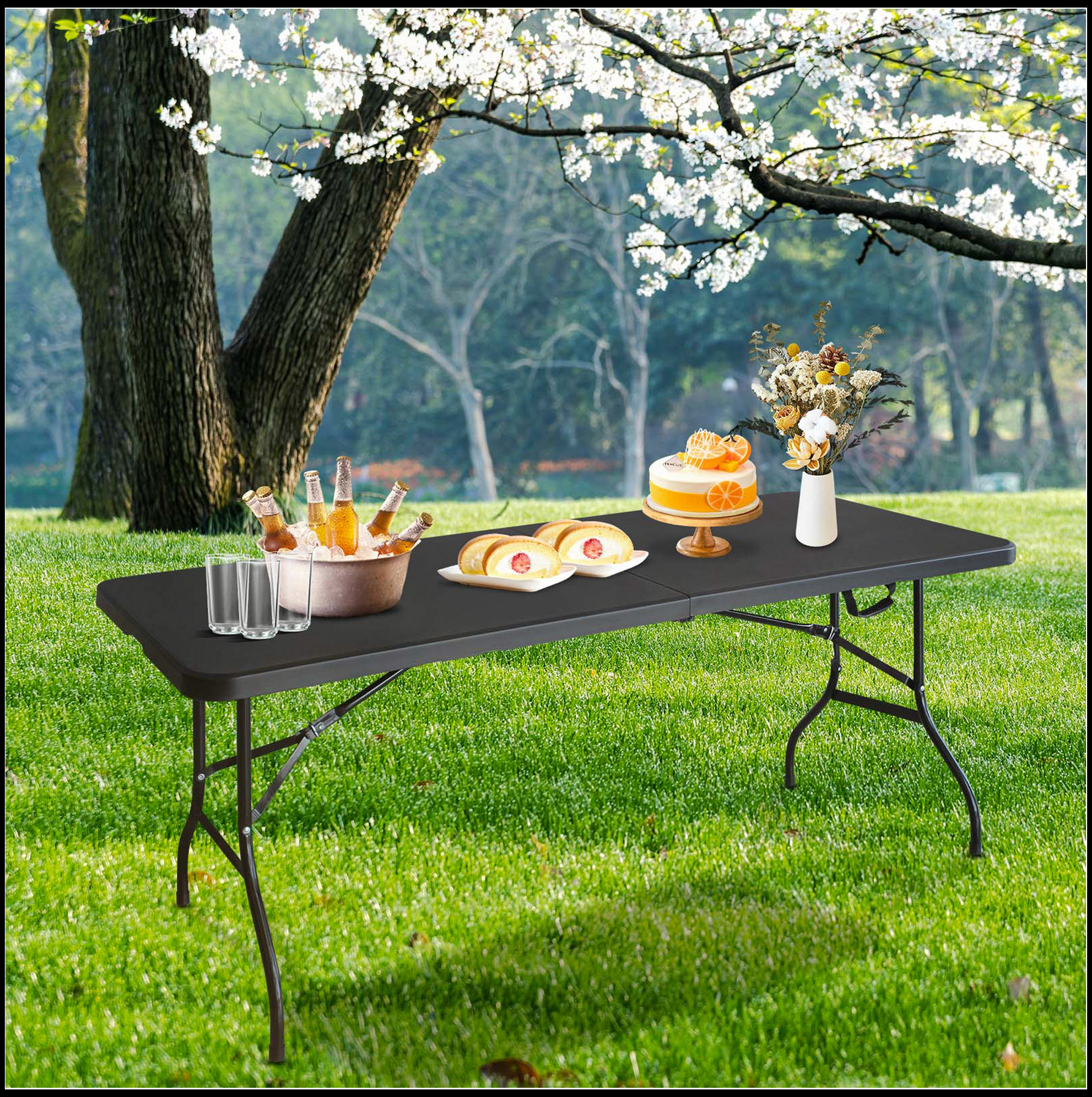 Arlmont & Co. 8Ft Pink Folding Table, Portable And Durable For Outdoor ...