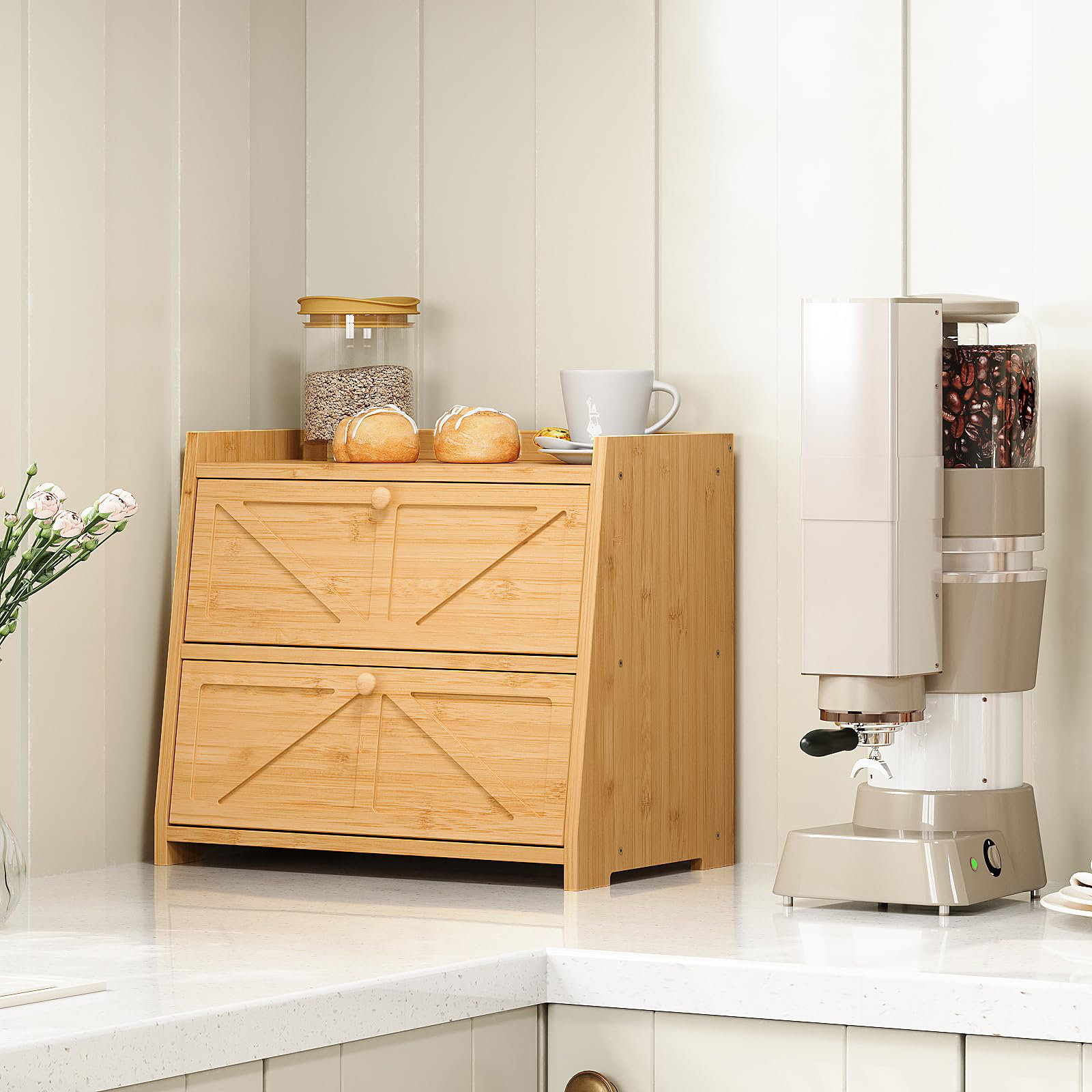 Prep & Savour Vintage Double Layer Bread Box For Kitchen Countertop ...