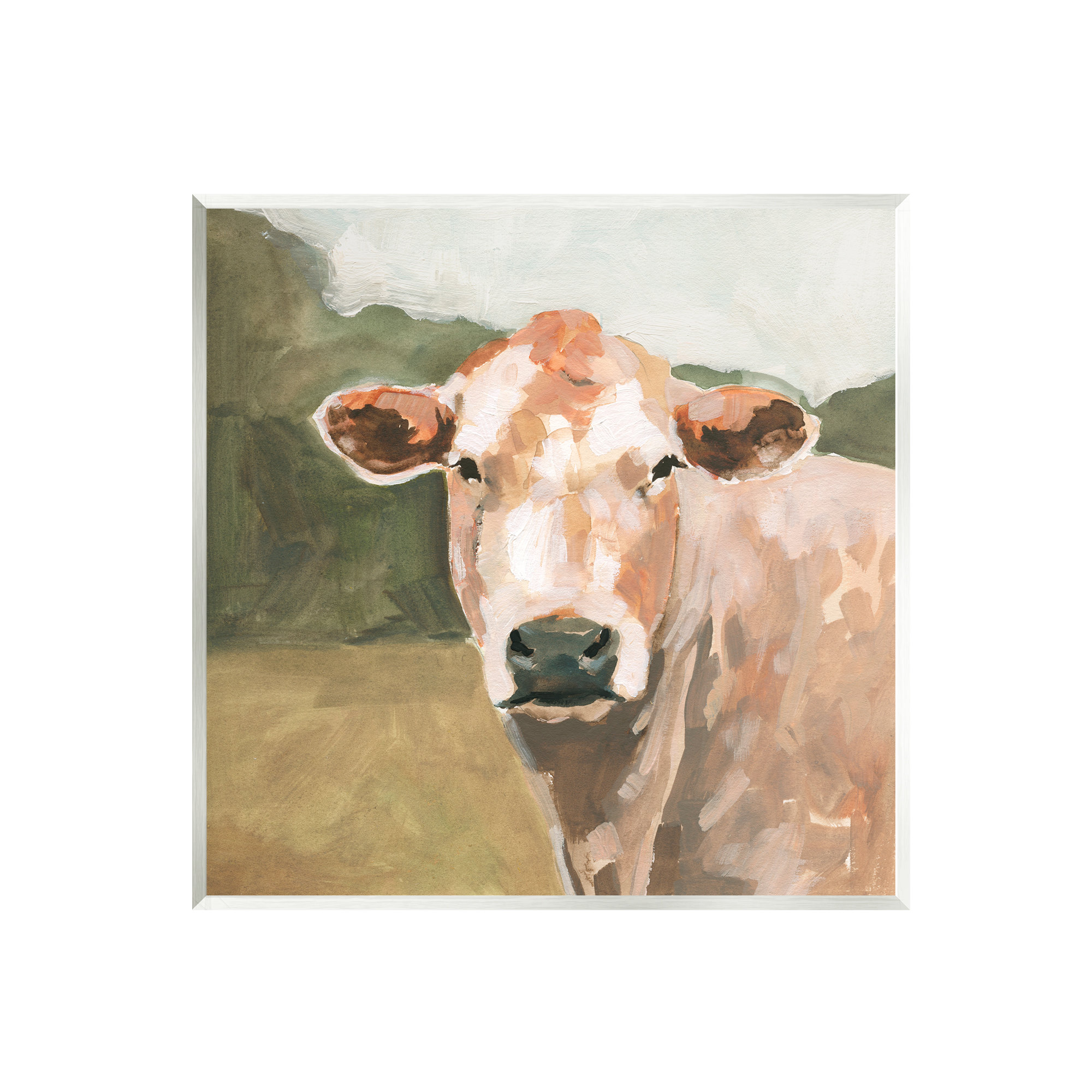 Stupell Industries Cow In Field Painting Wall Plaque Art Design By ...