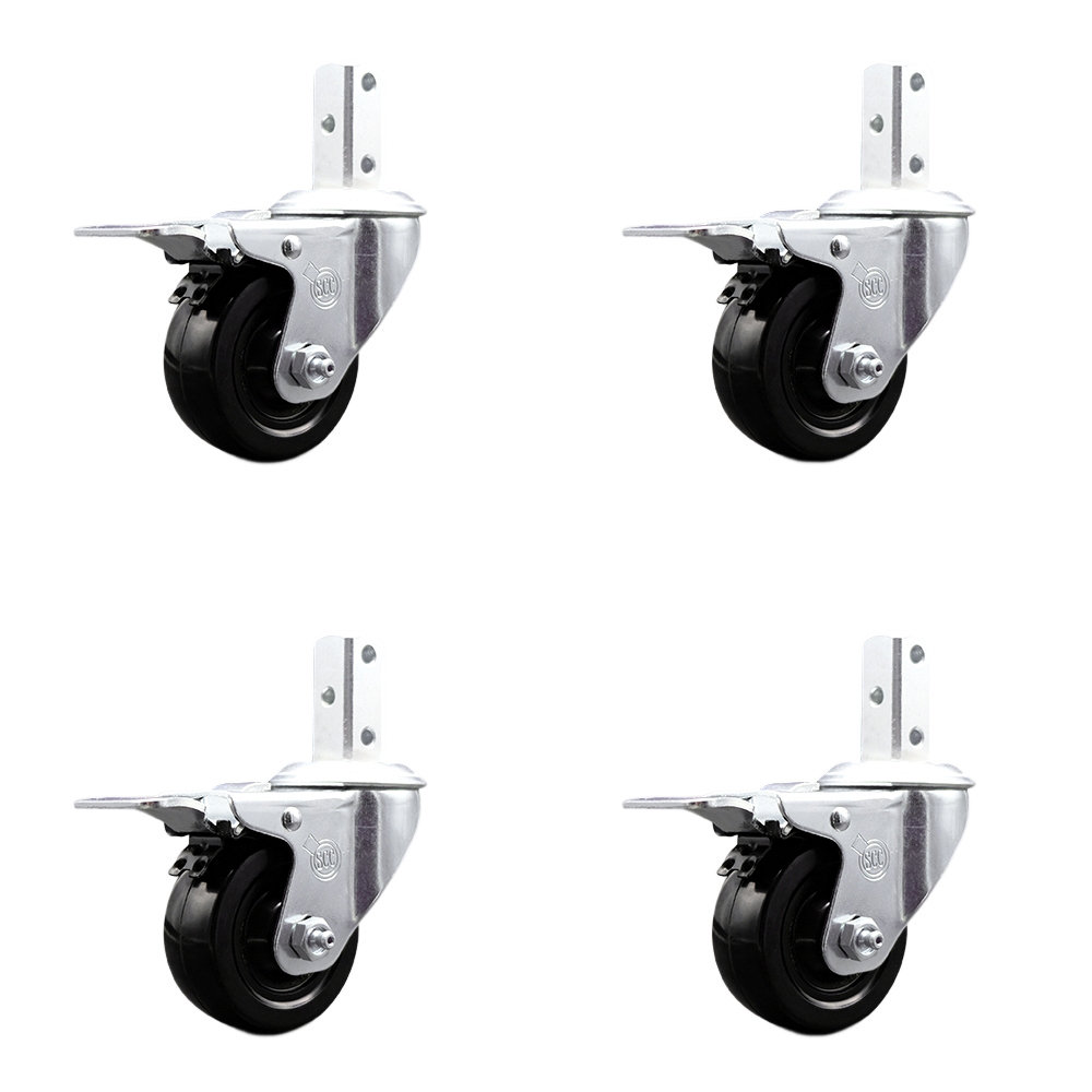 Service Caster Hard Swivel / Square Stem Caster Set | Wayfair