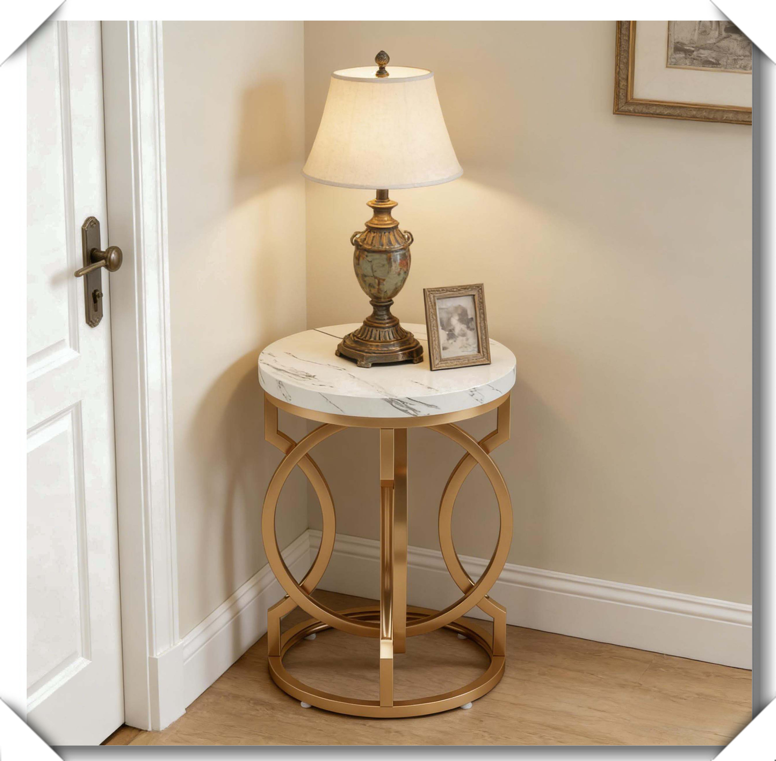Mercer41 Small Round End Table Easy Assembly Couch Table | Wayfair