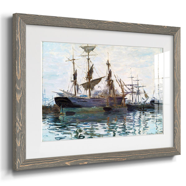 Longshore Tides Ships in Harbour, 1873- Rustic Framed Framed Print w ...