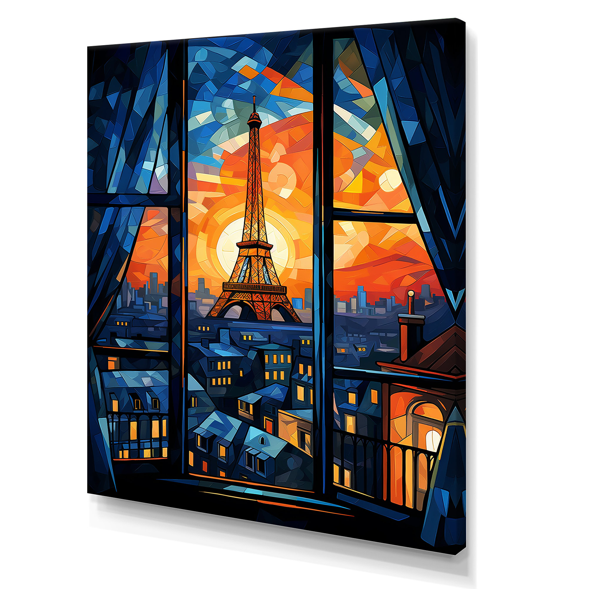 Lark Manor™ Cubic Paris Window View Elegant Sunset I - City Paris Wall ...