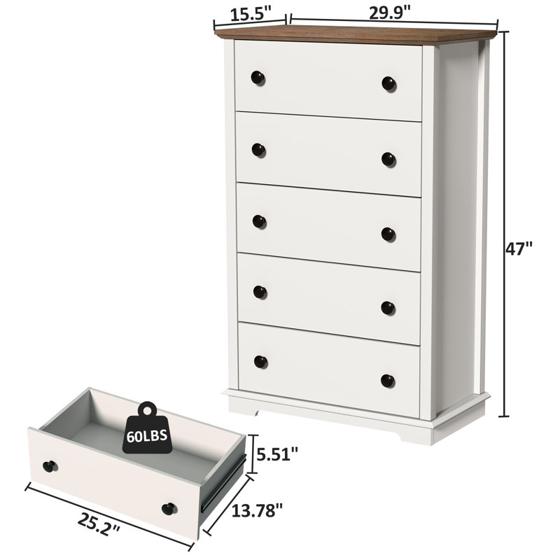 Winston Porter 5 - Drawer 47" Tall Dresser & Reviews | Wayfair