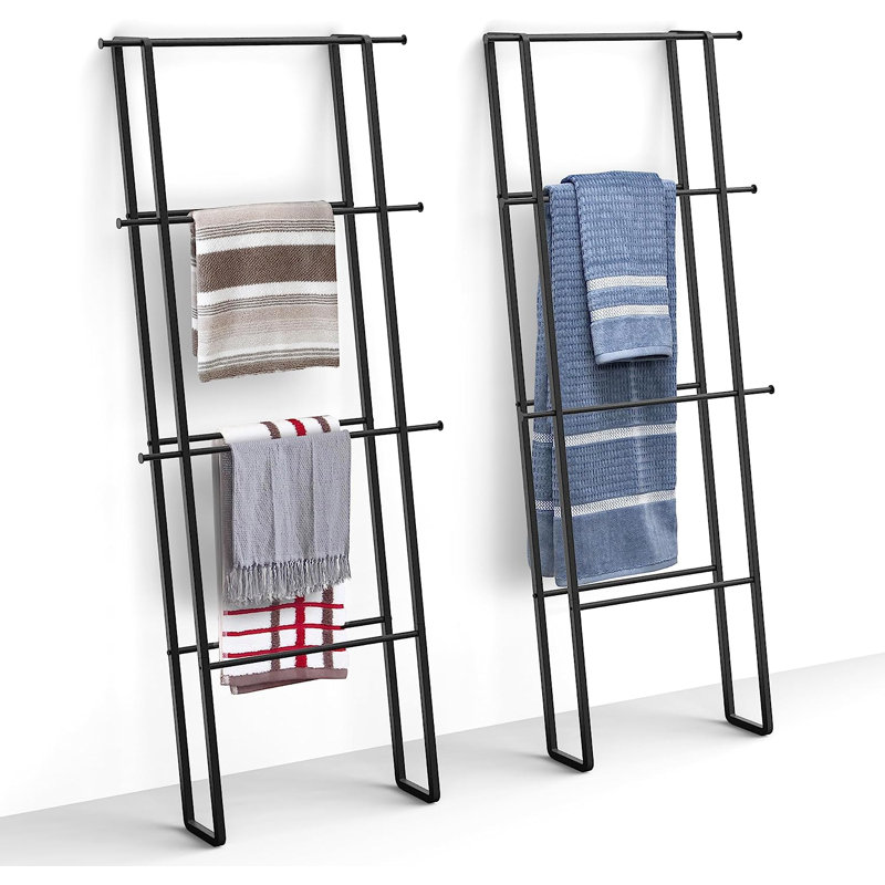 QIANXING Wall Leaning Holder Rack Drying Rack, 4-Tier Blanket Ladders ...