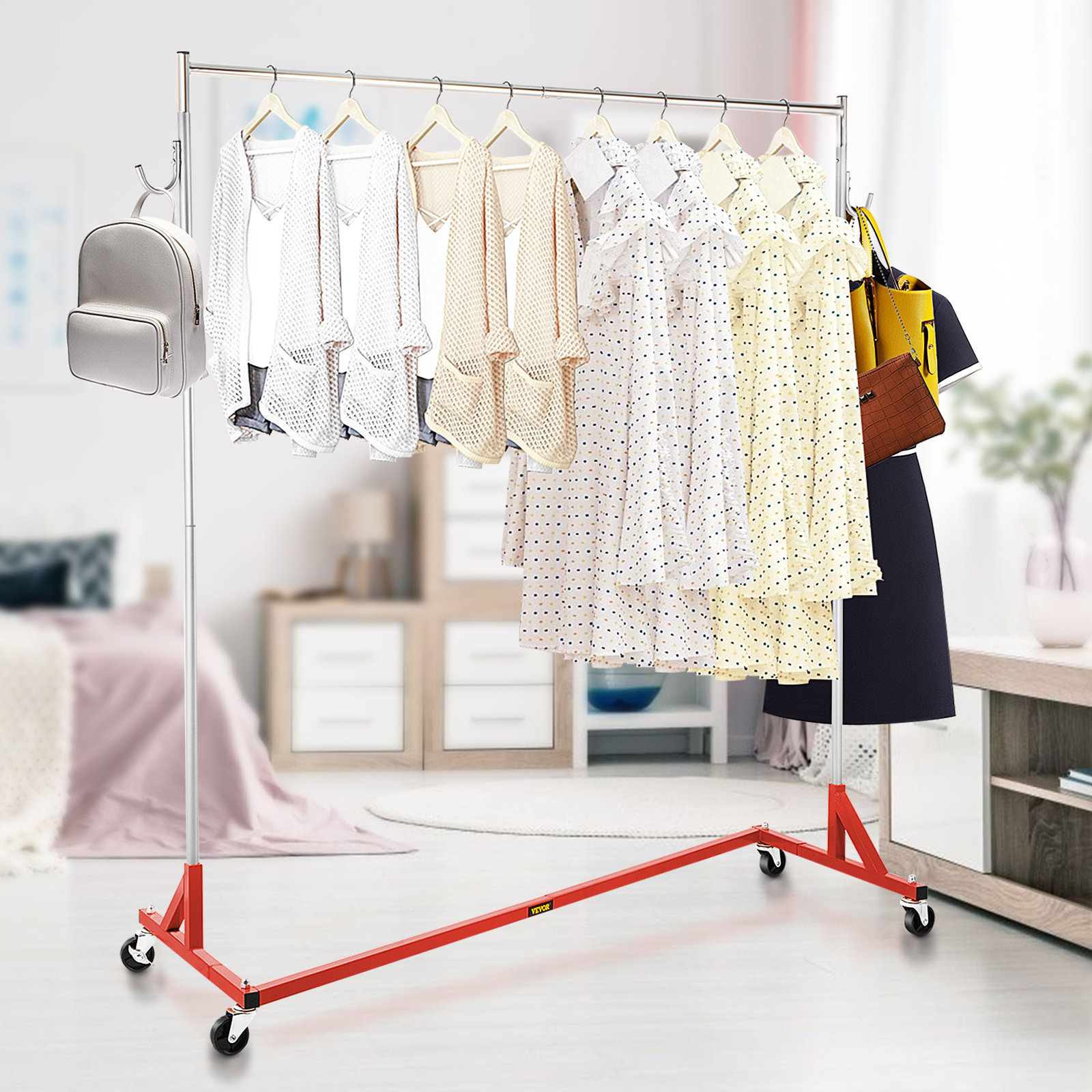 VEVOR Clothes Rail Rack Rolling Garment Z Rack, Height Adjustable ...