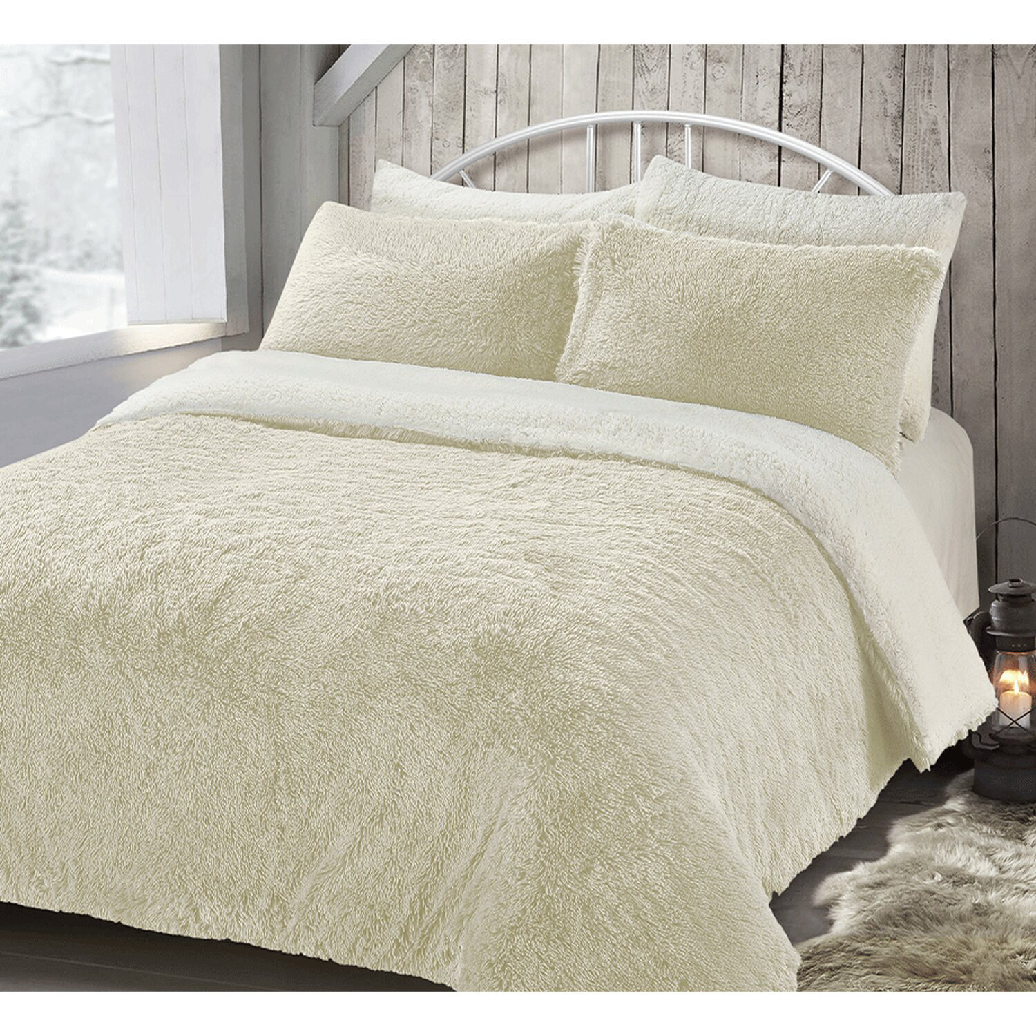 Fairmont Park Velosso Alaska Thermal Plush Fluffy Faux Fur Duvet Set ...