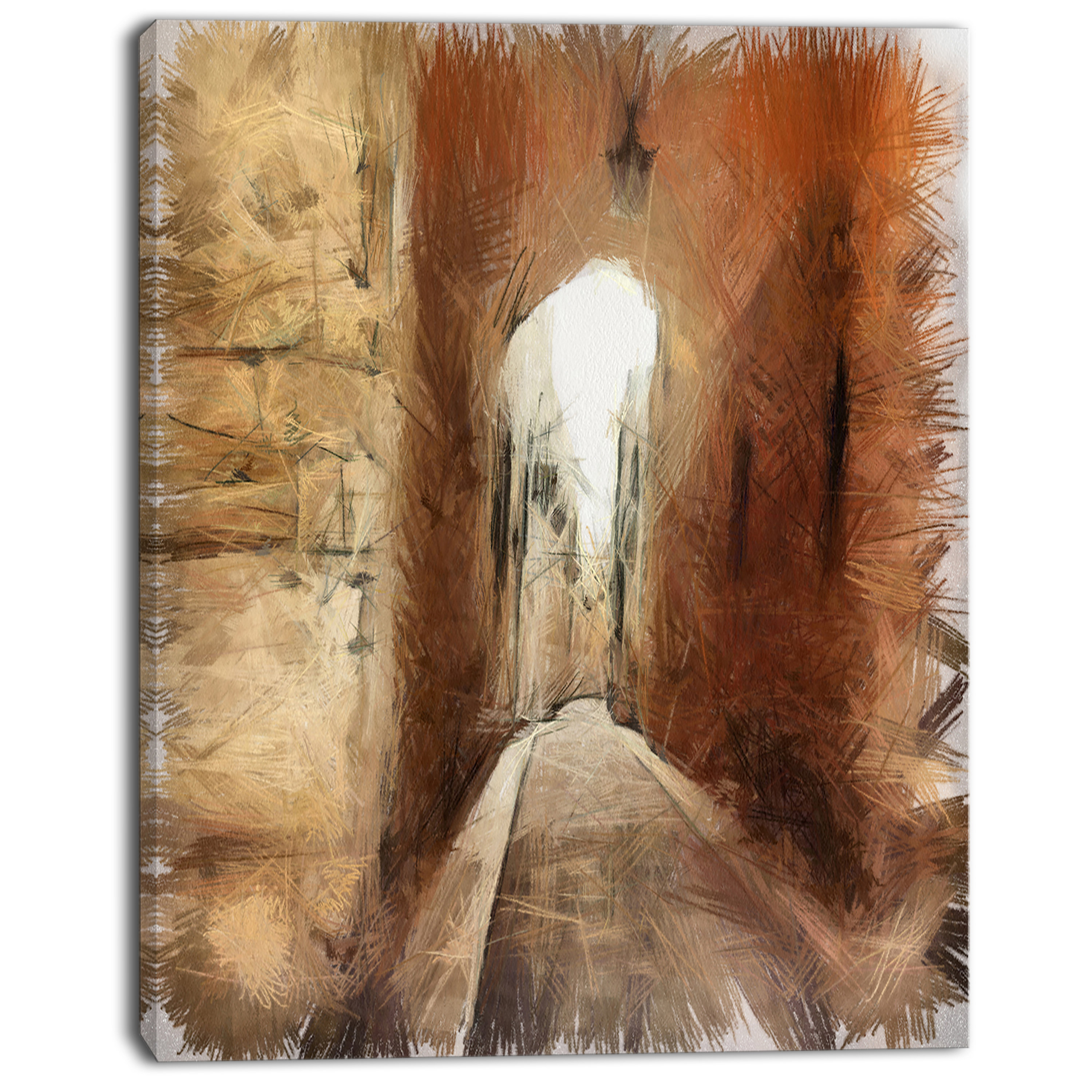 Design Art 'Brown Old City Street Drawing' Painting Print on Wrapped ...