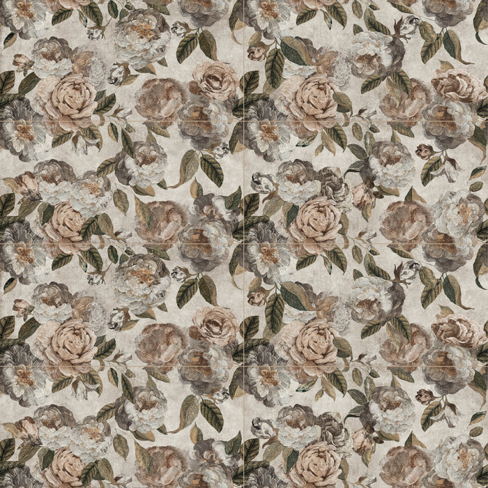 Merola Tile Parete Fiori 24" x 47" Porcelain Natural / Floral Wall ...