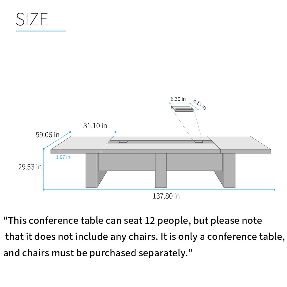 Latitude Run® Searfoss 137.8" Rectangle Conference Table, Large ...