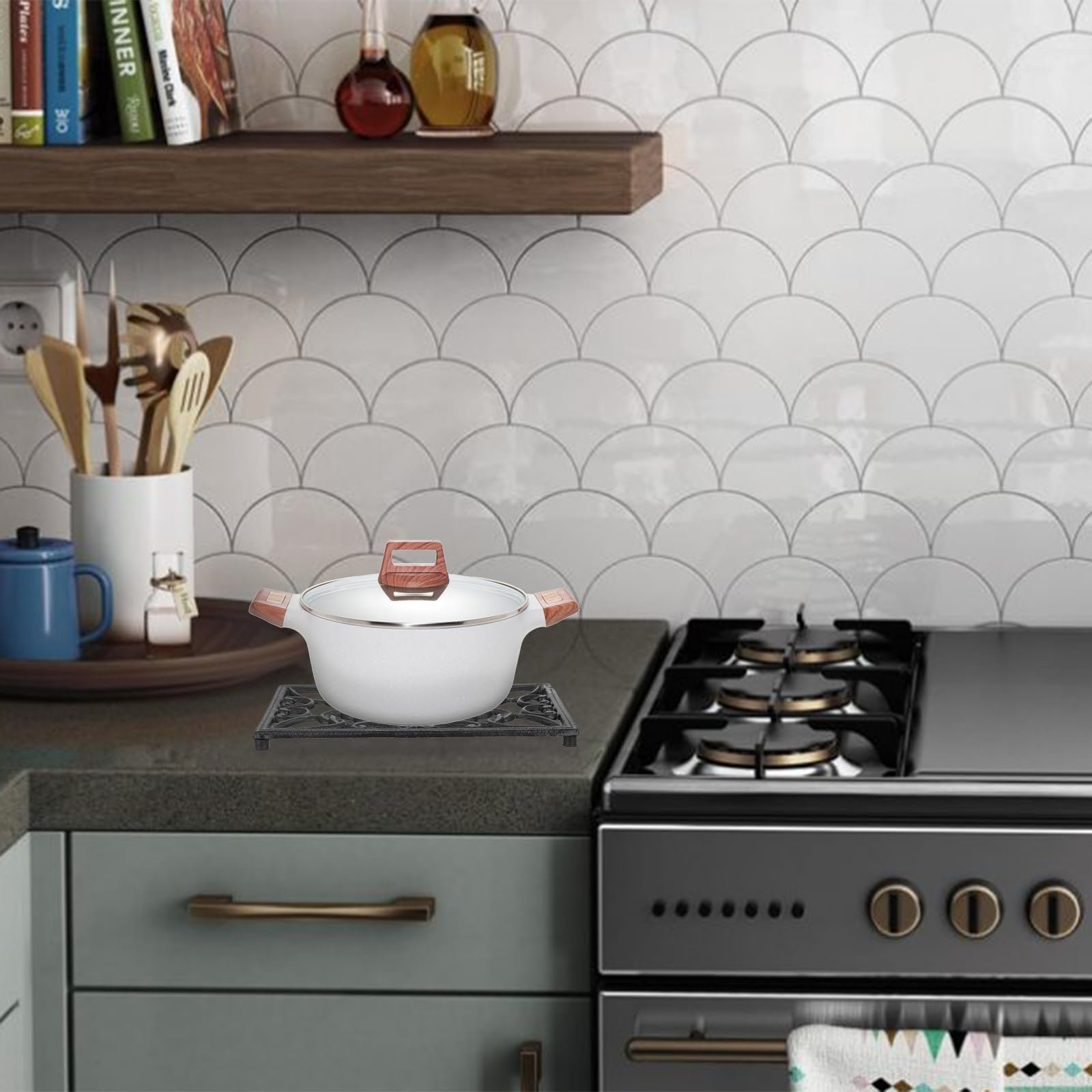 wanmo 2Pcs Rectangle 10 X 6.1 Inch Cast Iron Trivet - Rustic Heat ...