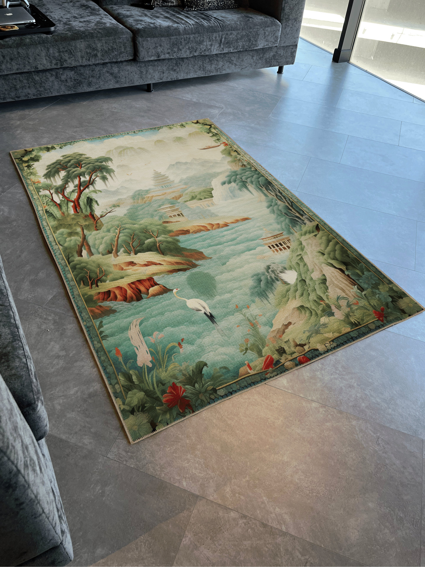 Bayou Breeze Gobelin Design River, Forest, and Stork Patterned Vintage ...