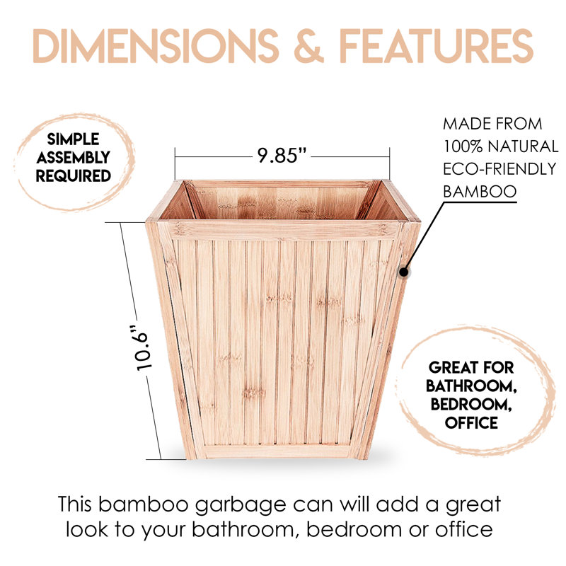 Toilet Tree Products Recycle Bins 5 Gallon Solid Wood Trash Can | Wayfair