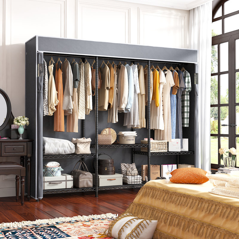 Rebrilliant Clothes Rack with Cover Loads 795LBS，Closet Organizer for ...