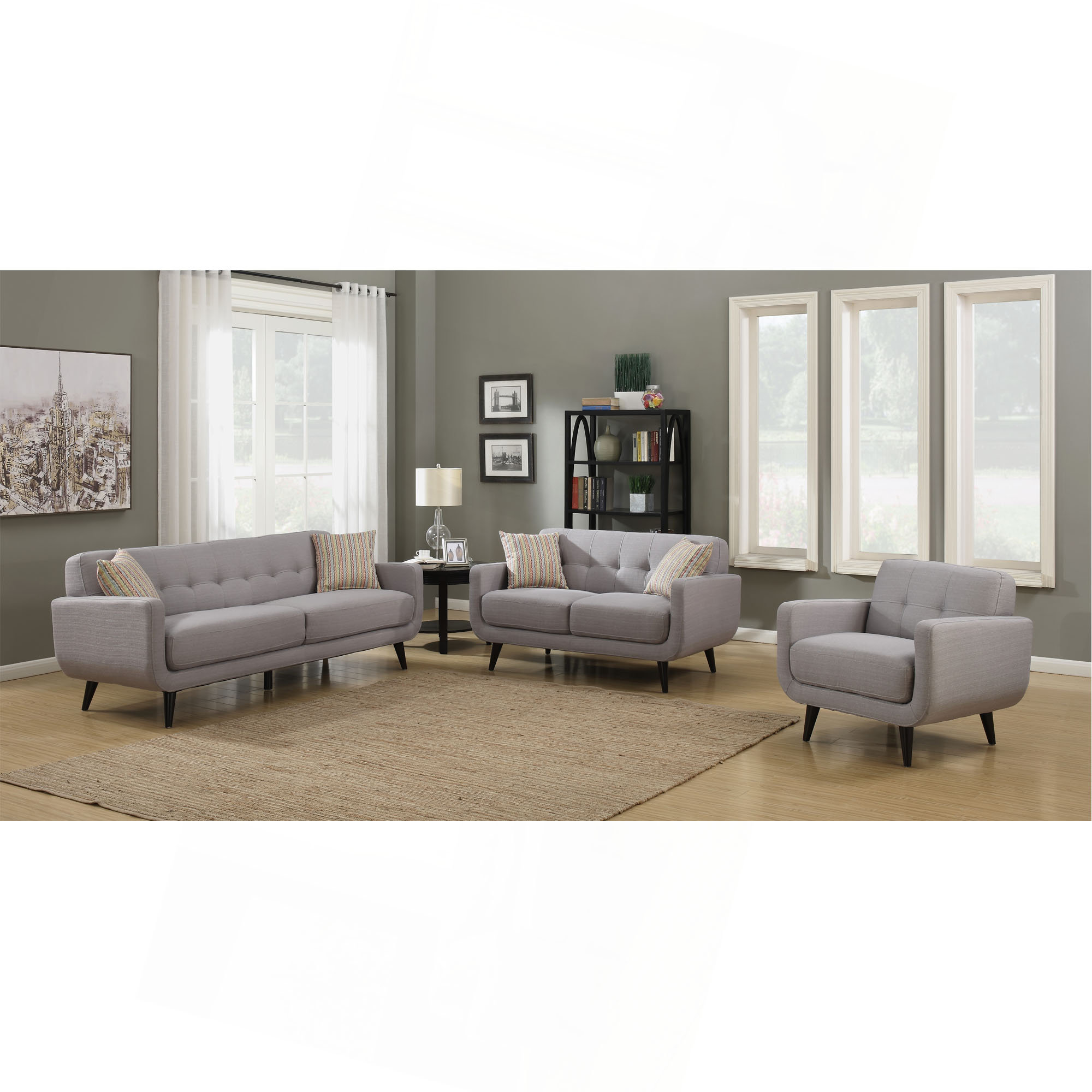 Hokku Designs Sofa Set, Polyester Blend Fabric, Solid Wood Legs, High ...