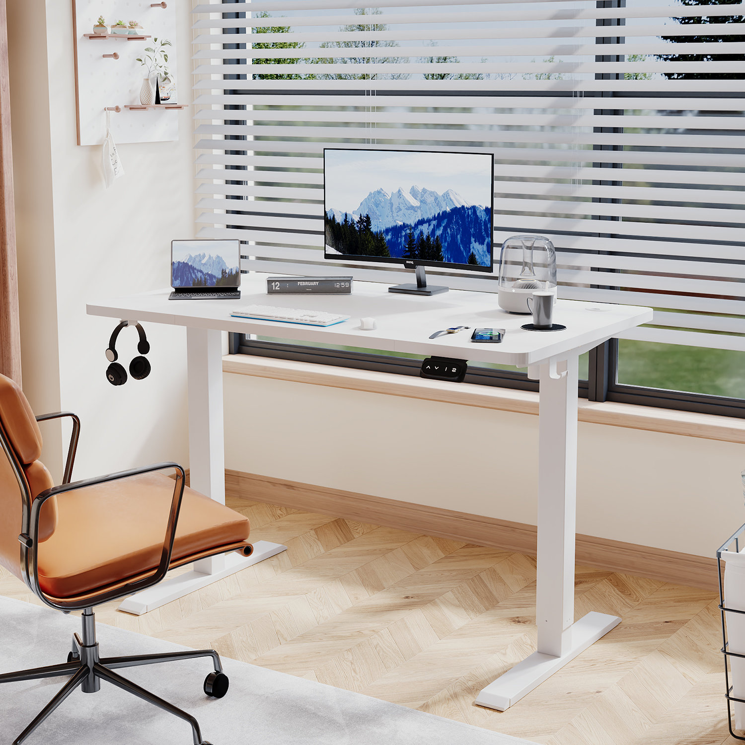 Zipcode Design Hieronymus Electric Adjustable T-Shape Standing Desk ...