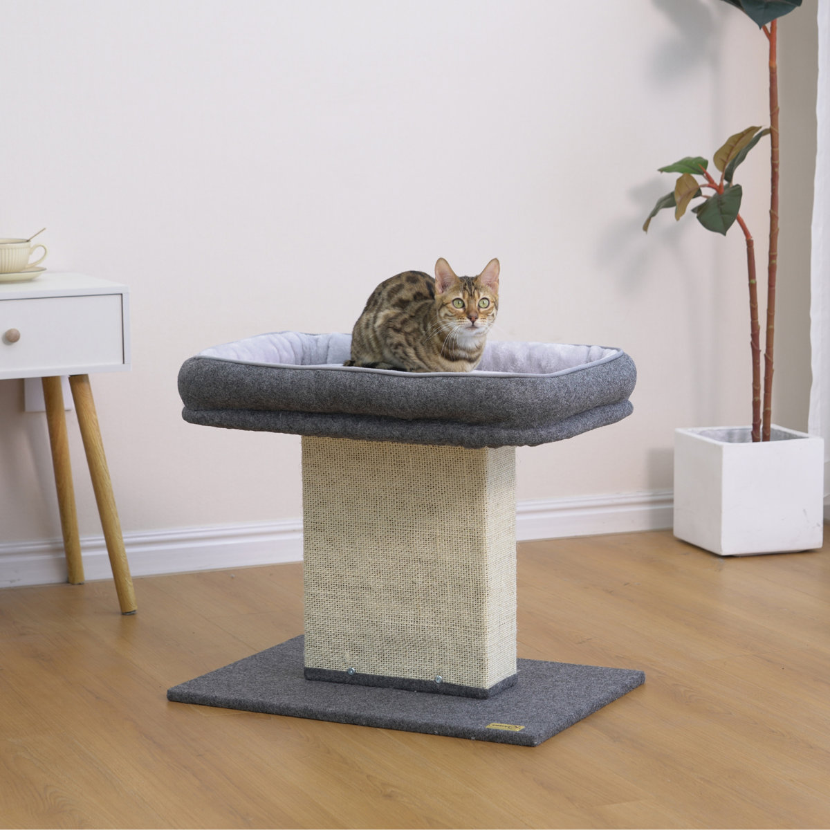 Catry 2-in-1 Mellow Cat Perch with Large Soft Bed and Sisal Scratching ...