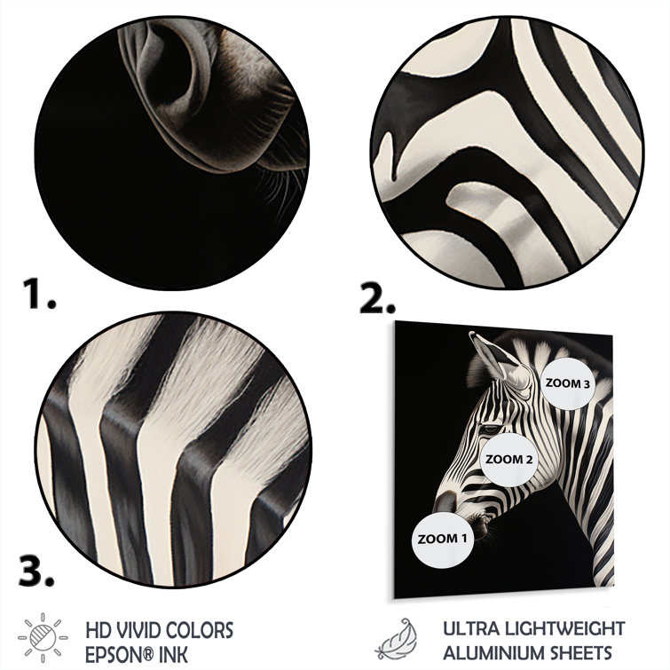 Ebern Designs Black And White Zebra Portrait IV On Metal Print ...