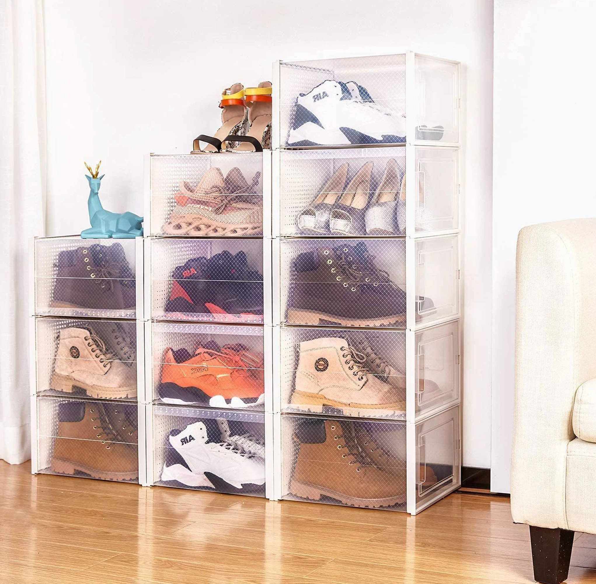 Rebrilliant 8 Pair Stackable Shoe Storage Box | Wayfair