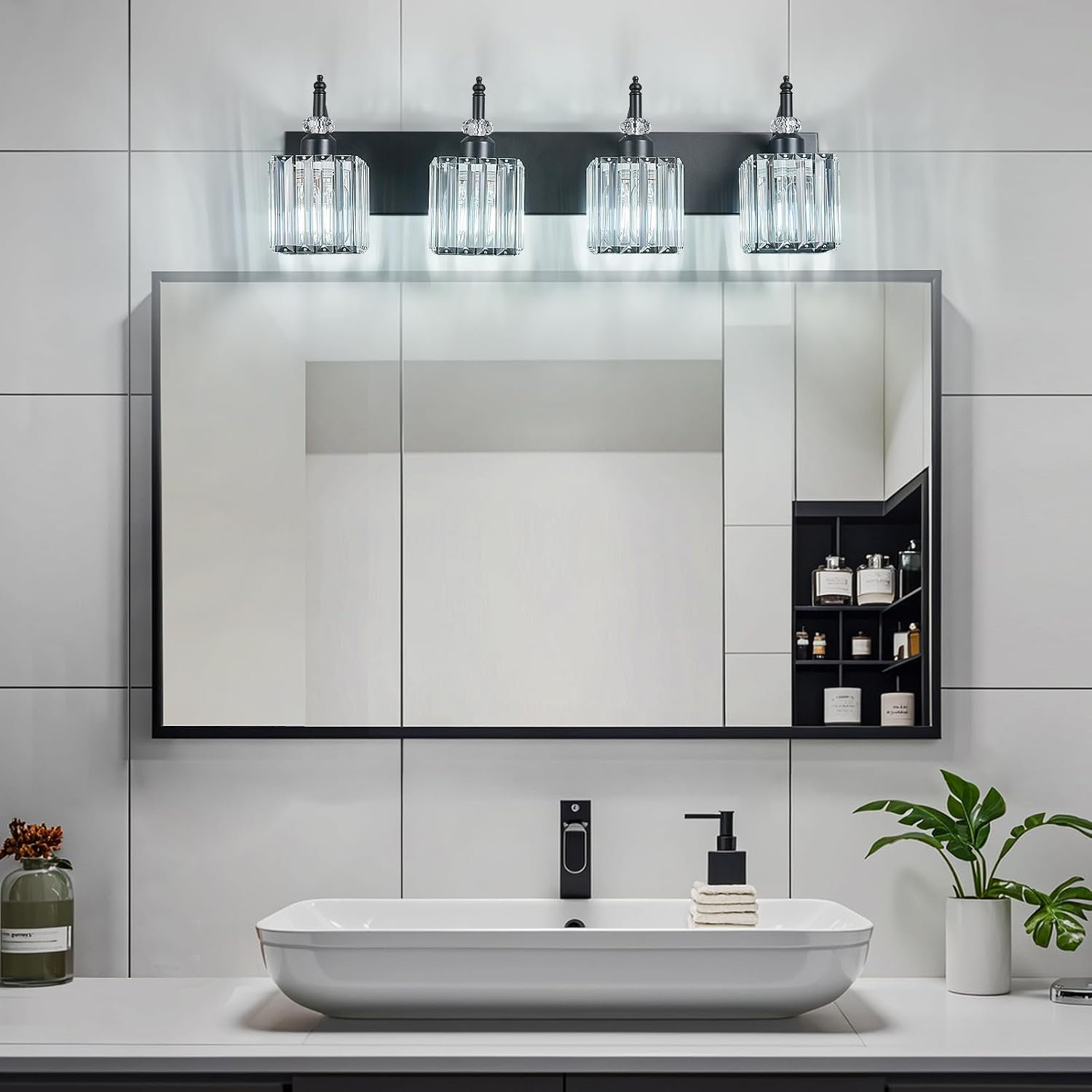 Everly Quinn Modern Bathroom Vanity Light Fixture With K9 Crystal ...